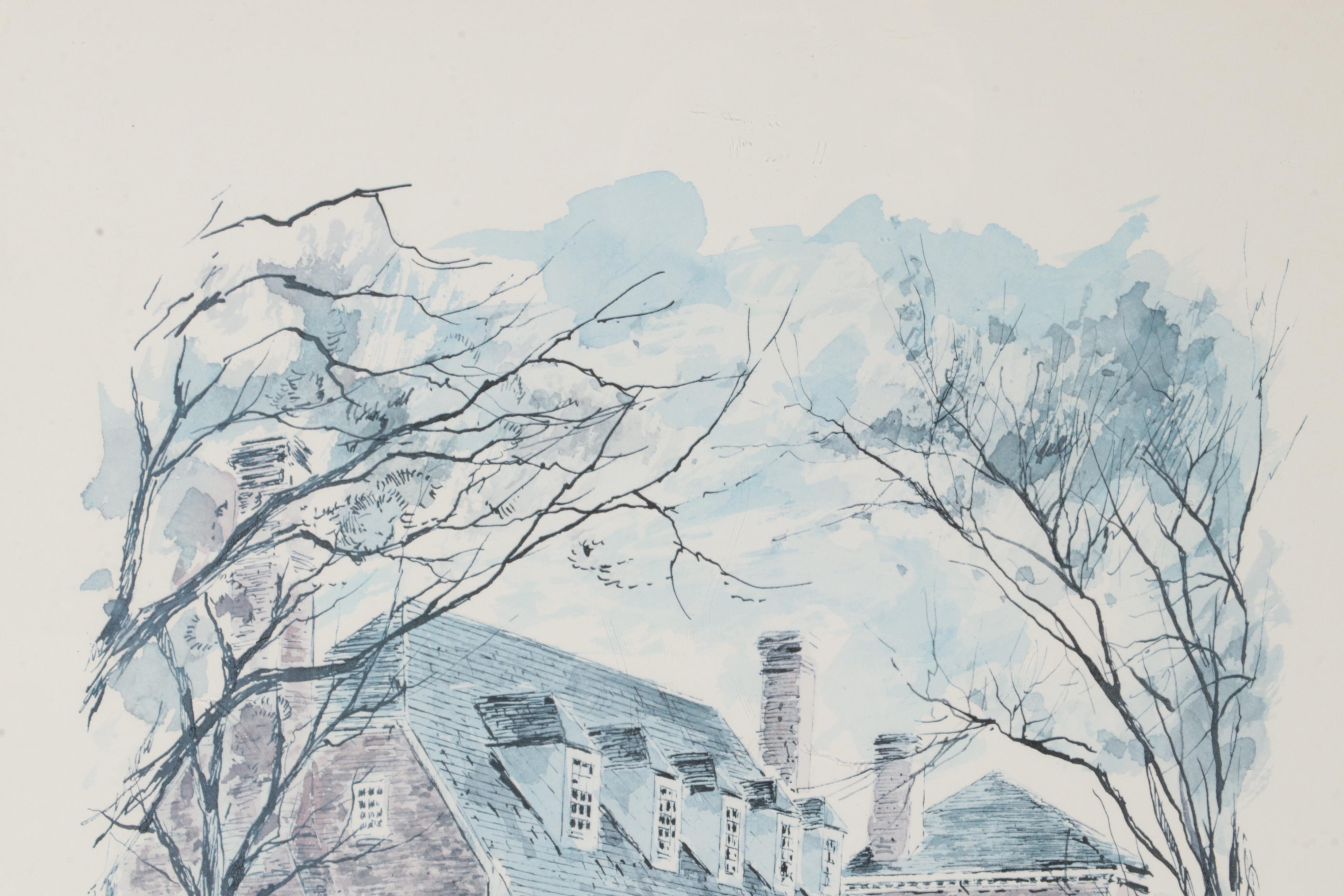 John Haymson Offset Lithograph "Blair's Brick House," Late 20th Century ...
