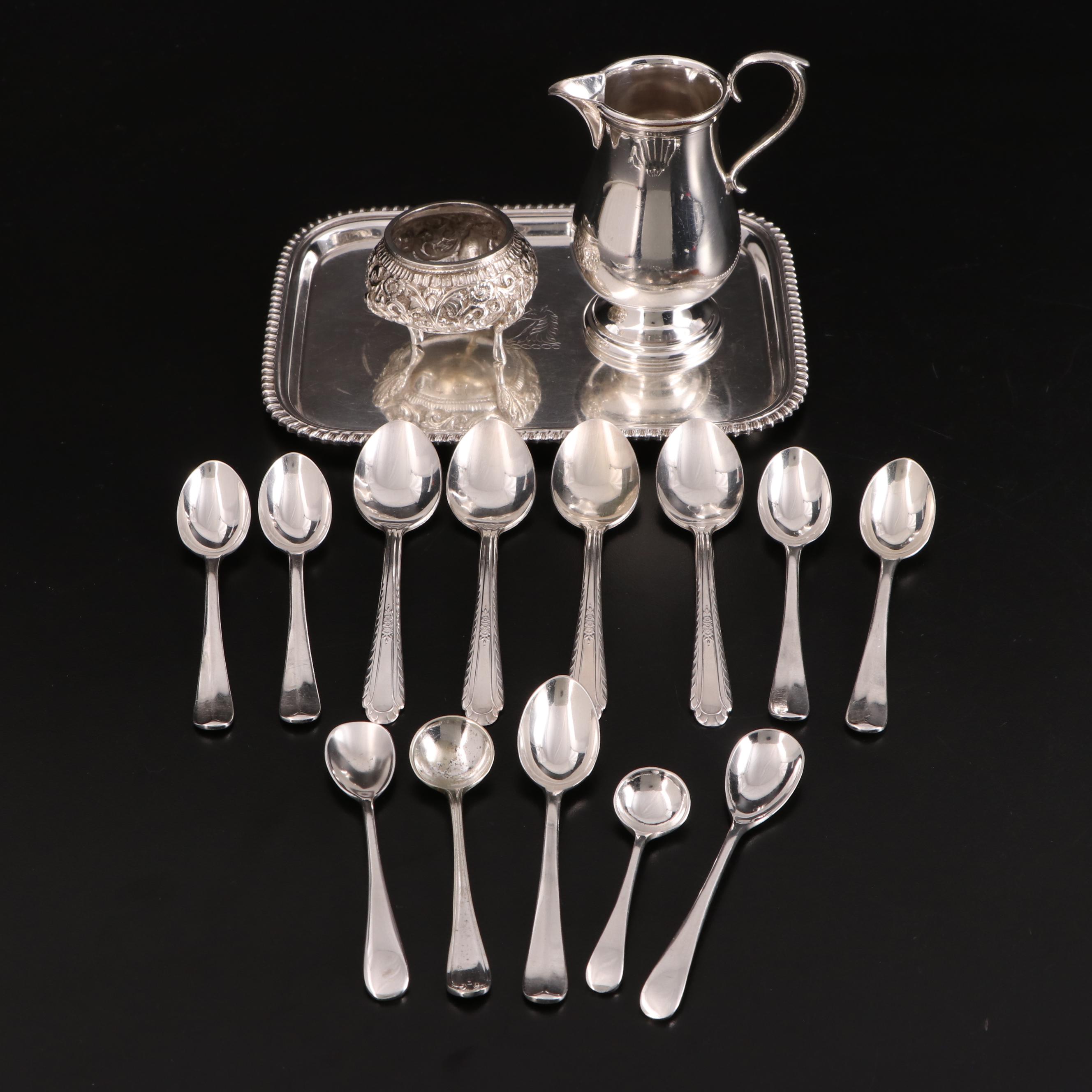 E.G Webster & Son Silver Plate Card Tray with Silver Plate Assortment ...