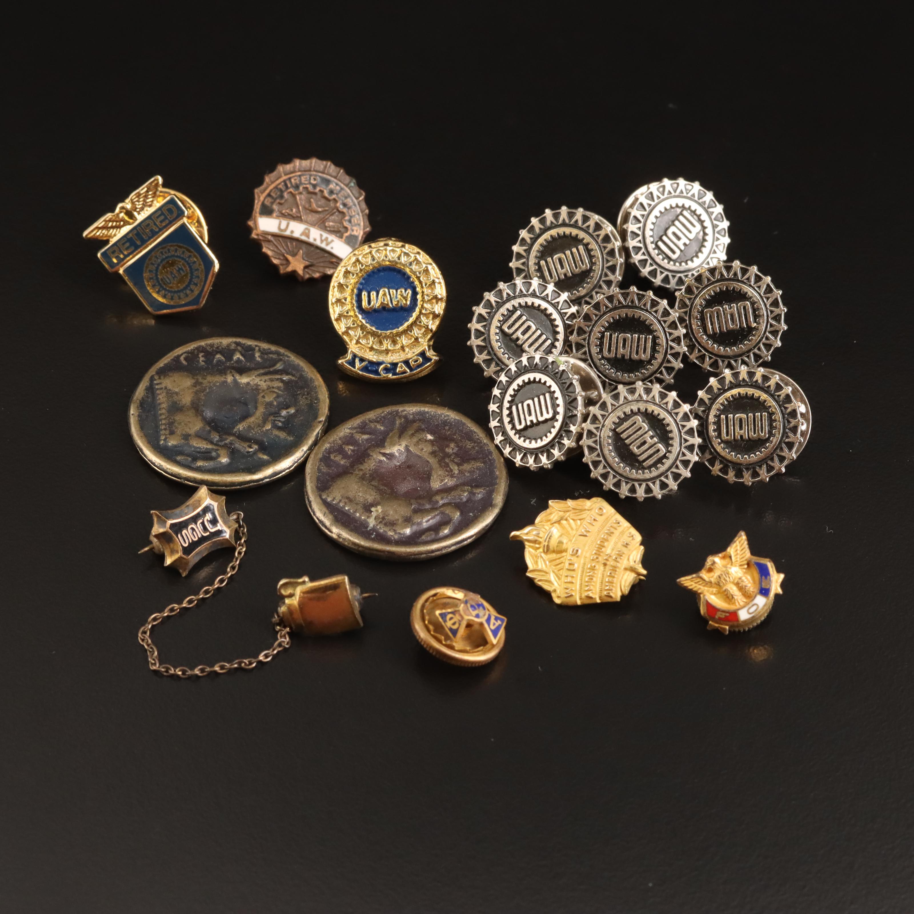 Service and Fraternity Pins Featuring Fraternal Order of Eagles and ...