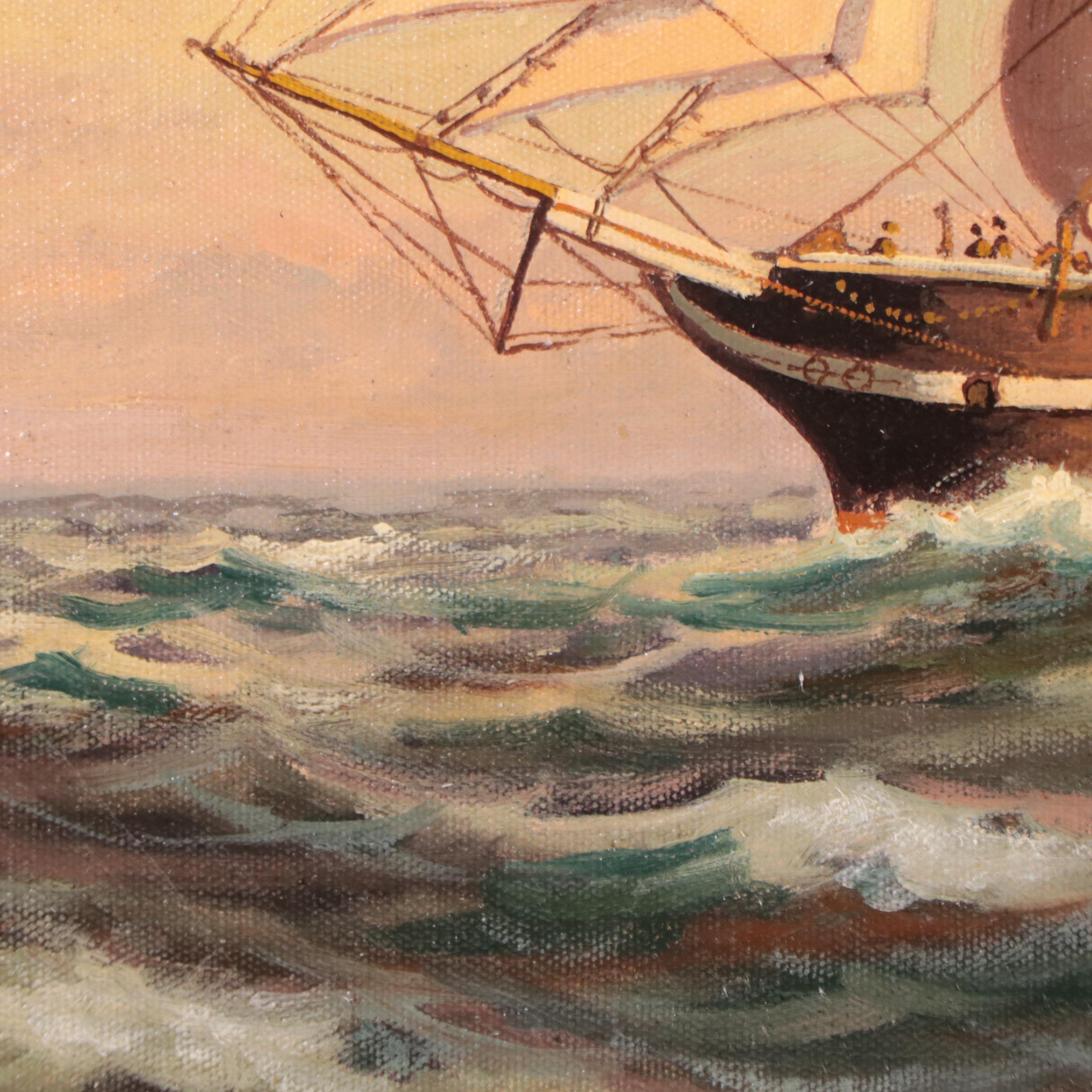 T. Bailey Oil Painting of Ship at Sea | EBTH