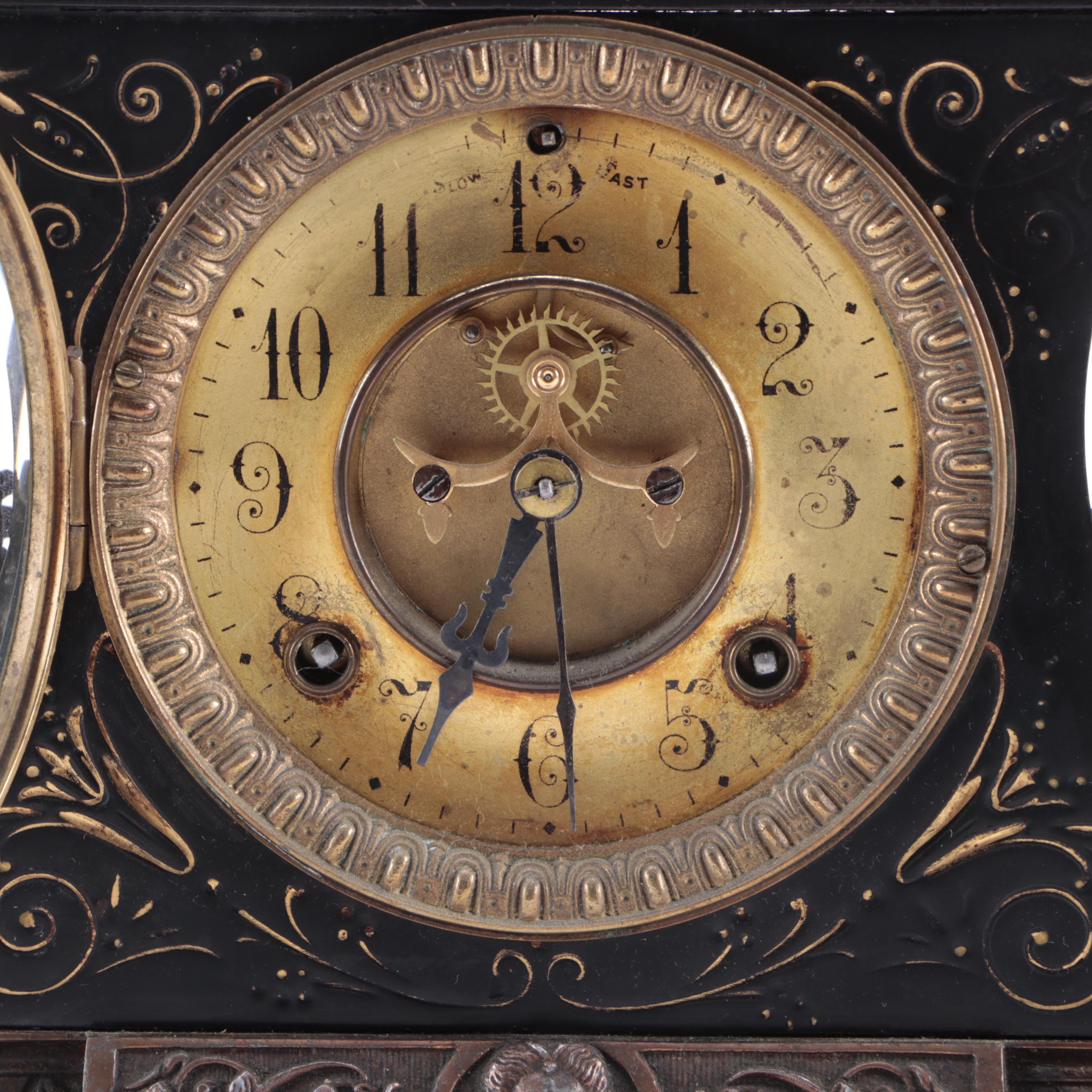 Ansonia Clock Co."Rosalind" Cast Iron Mantel Clock, Late 19th Century ...