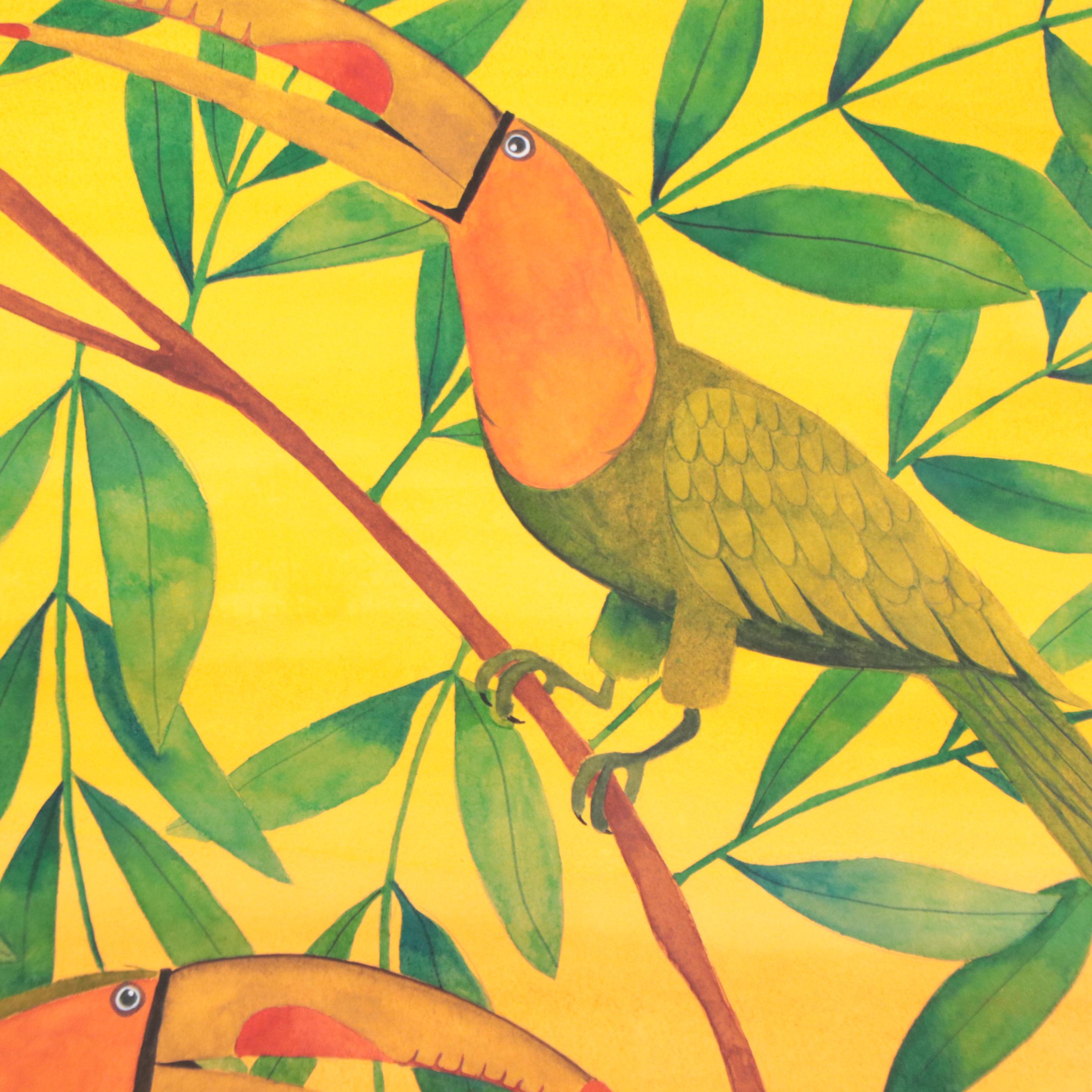 Bob Osborne Watercolor Painting of Toucans | EBTH