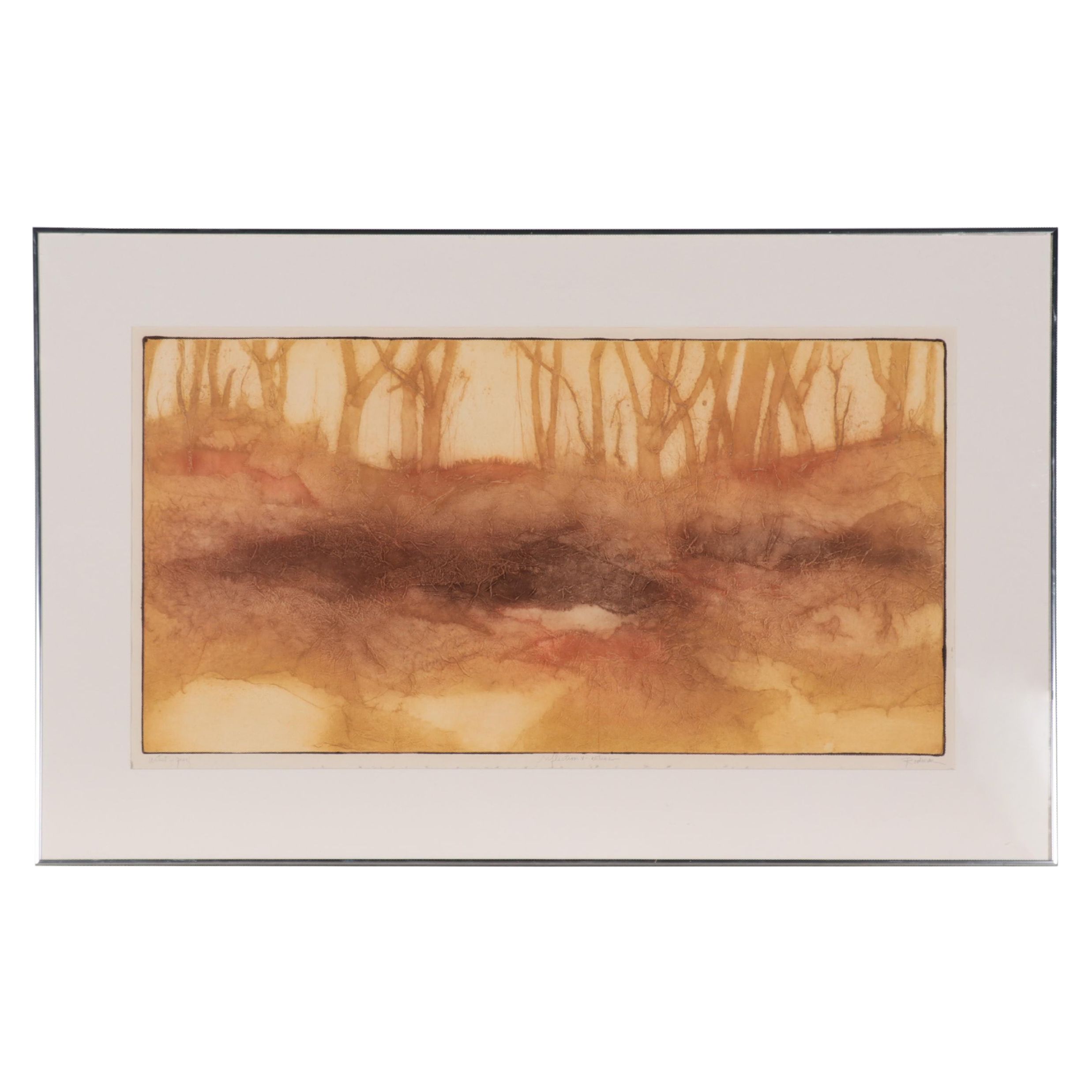 Ruth Rodman Etching With Aquatint "Reflection V - Autumn," Late 20th ...