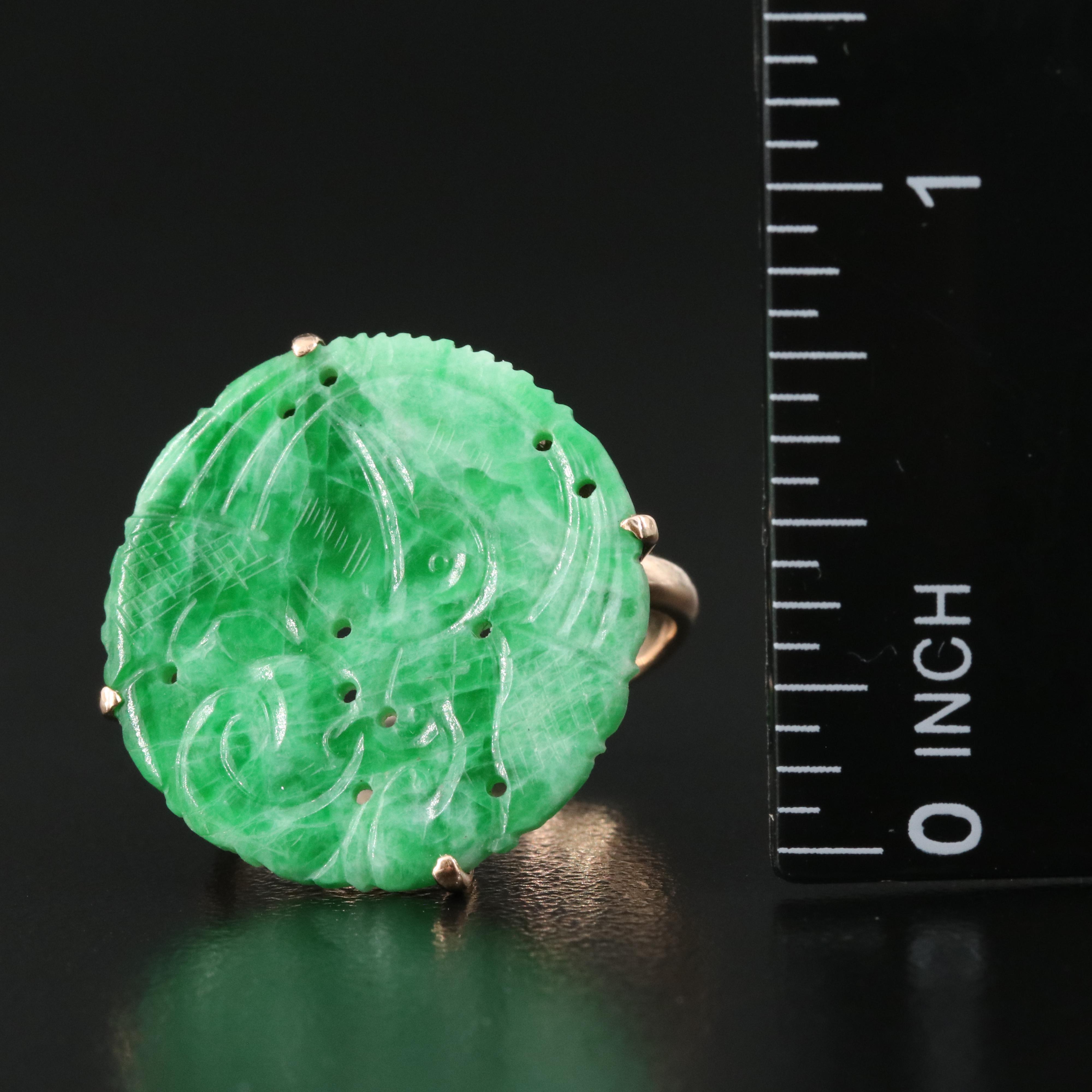 14K and 10K Rose Gold Jadeite Oval Ring | EBTH