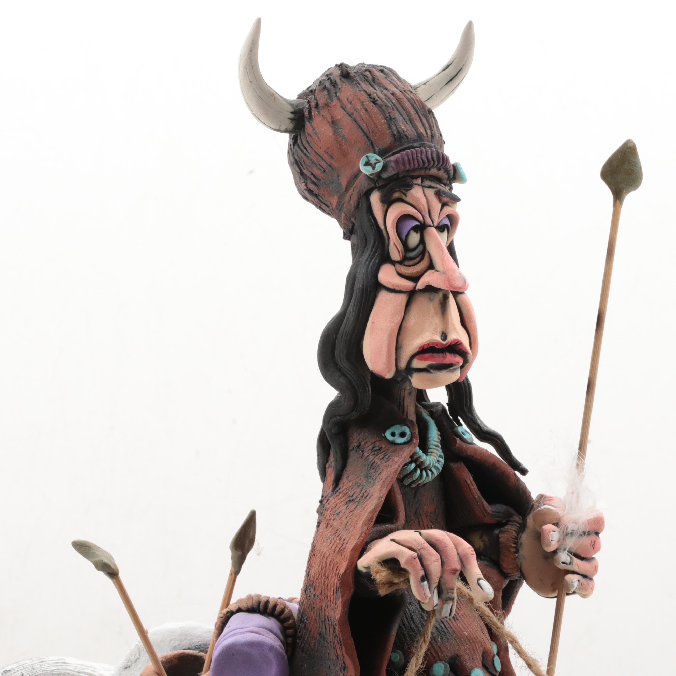 Signed Eric Evans Pottery Horse and Native American Sculpture, 2003 | EBTH