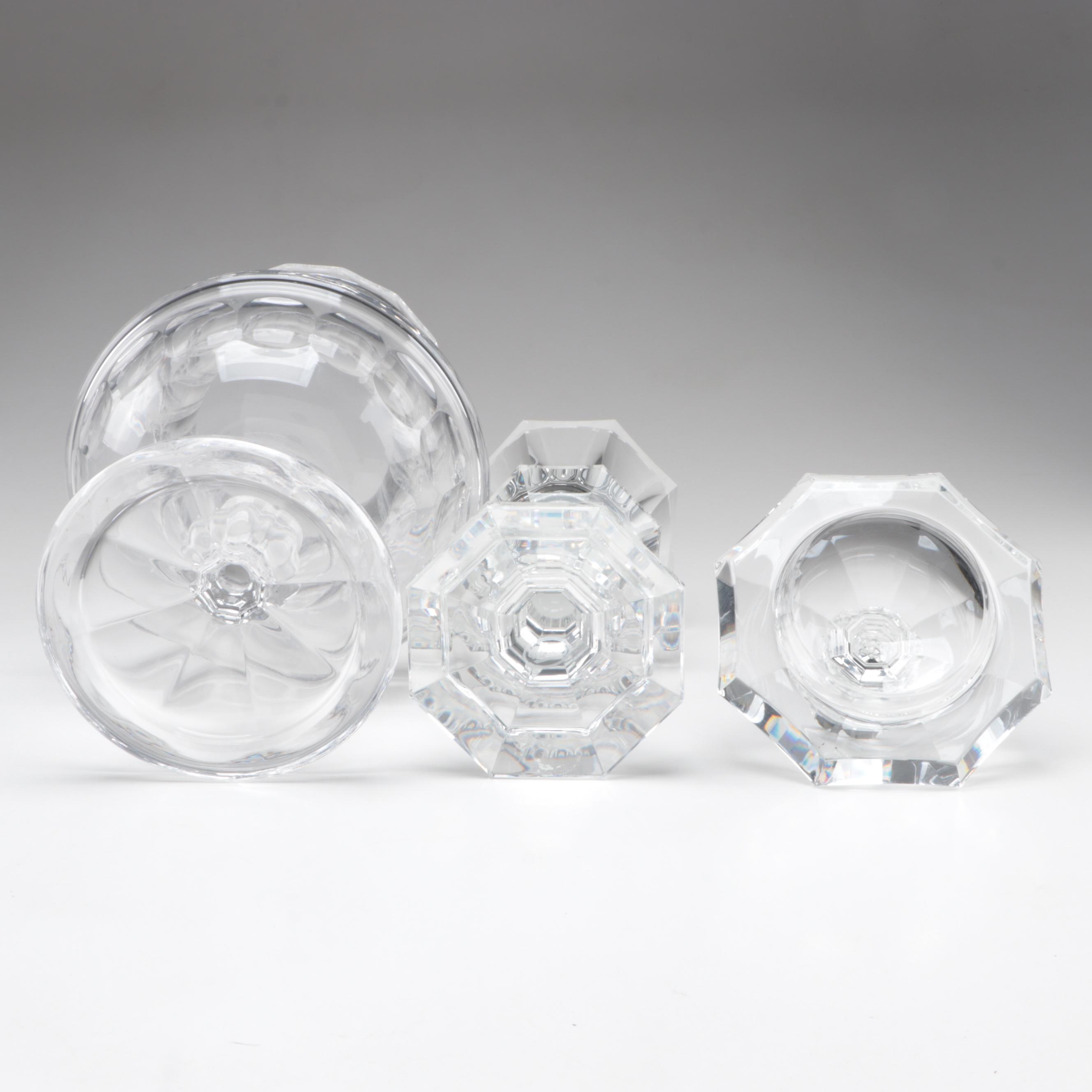 Moser Cut Crystal Lidded Compote and Castilian Imports Cut Crystal Vase ...