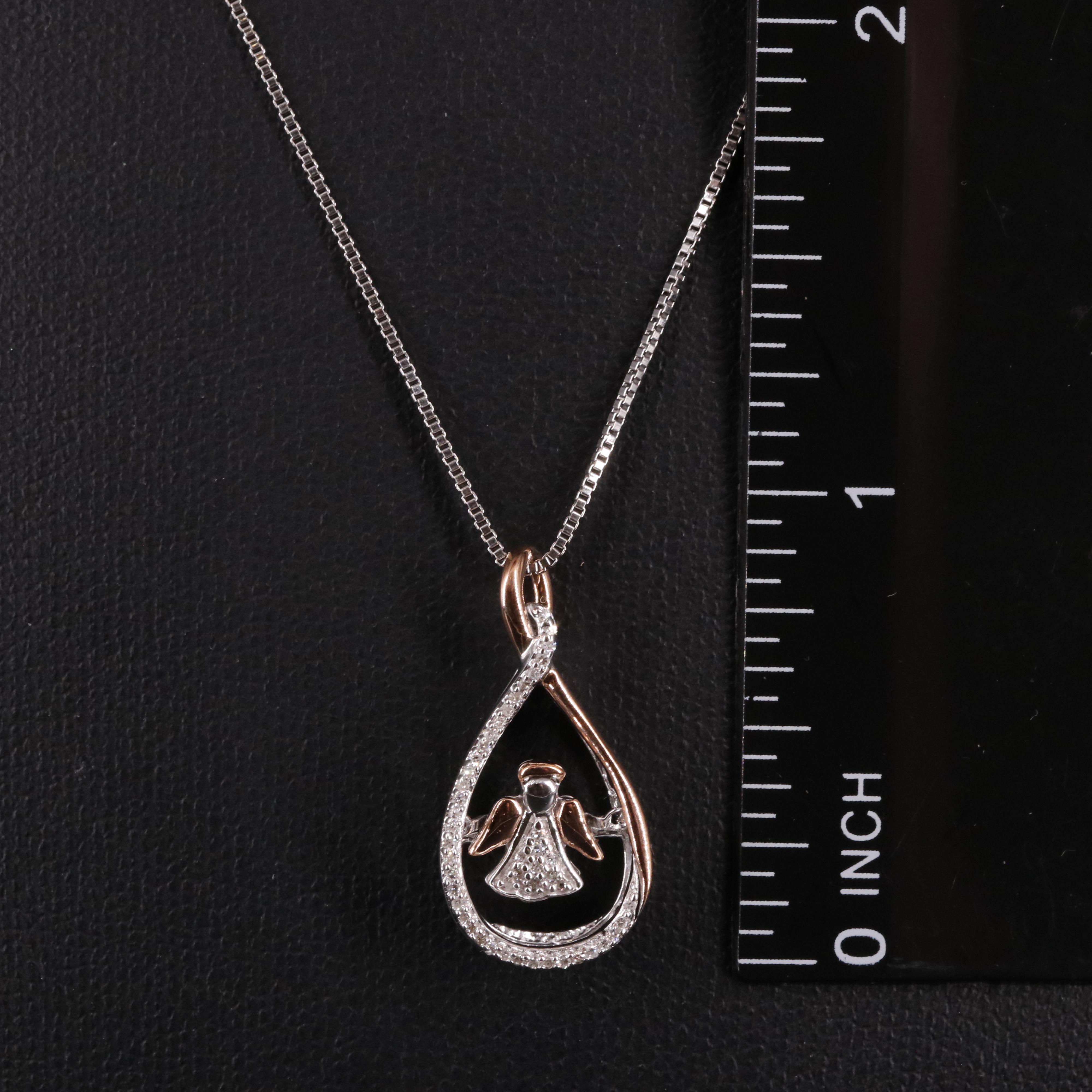 Sterling Diamond Angel Pendant Necklace | EBTH
