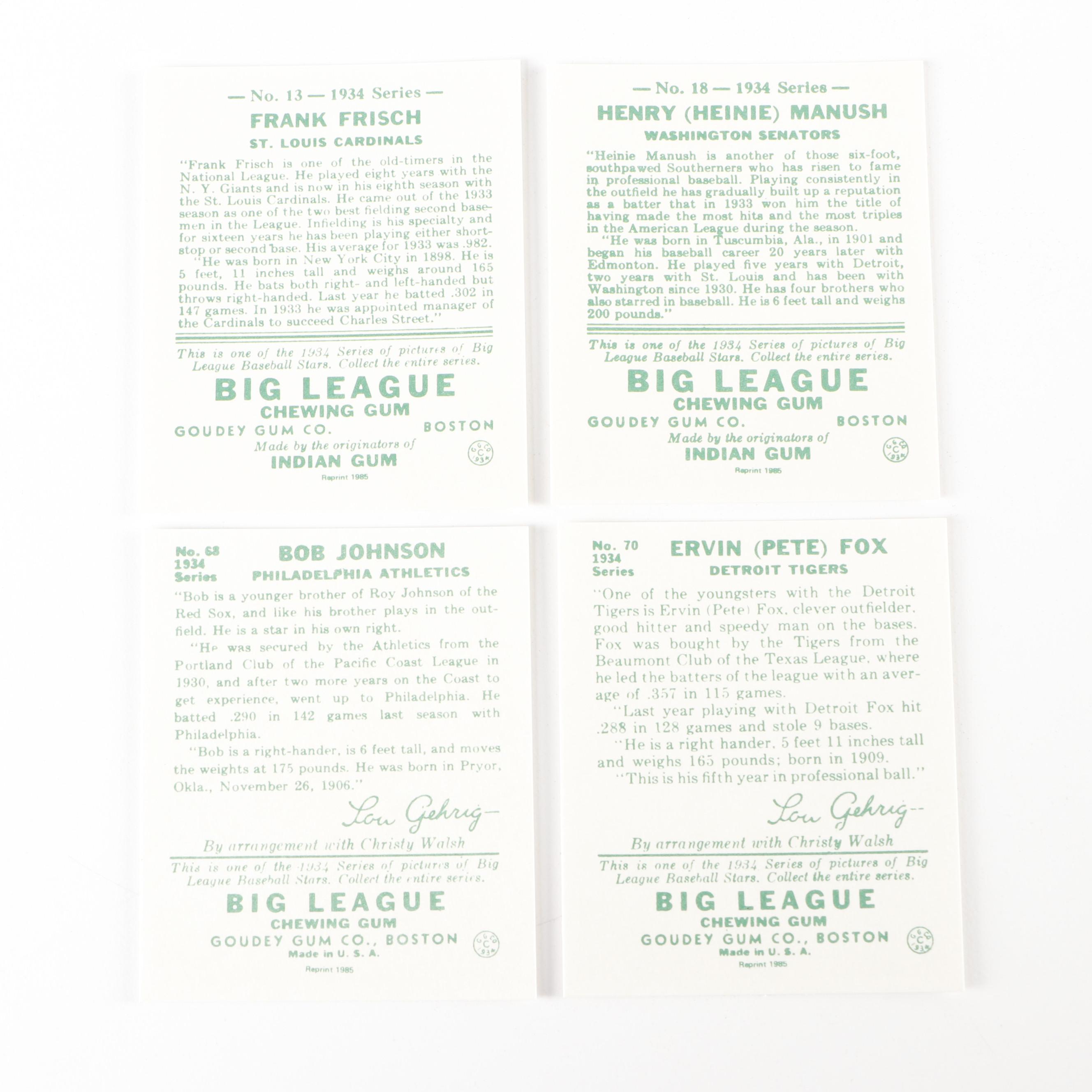 1985 Goudey Big League Chew Reprint Baseball Cards Complete Set With ...