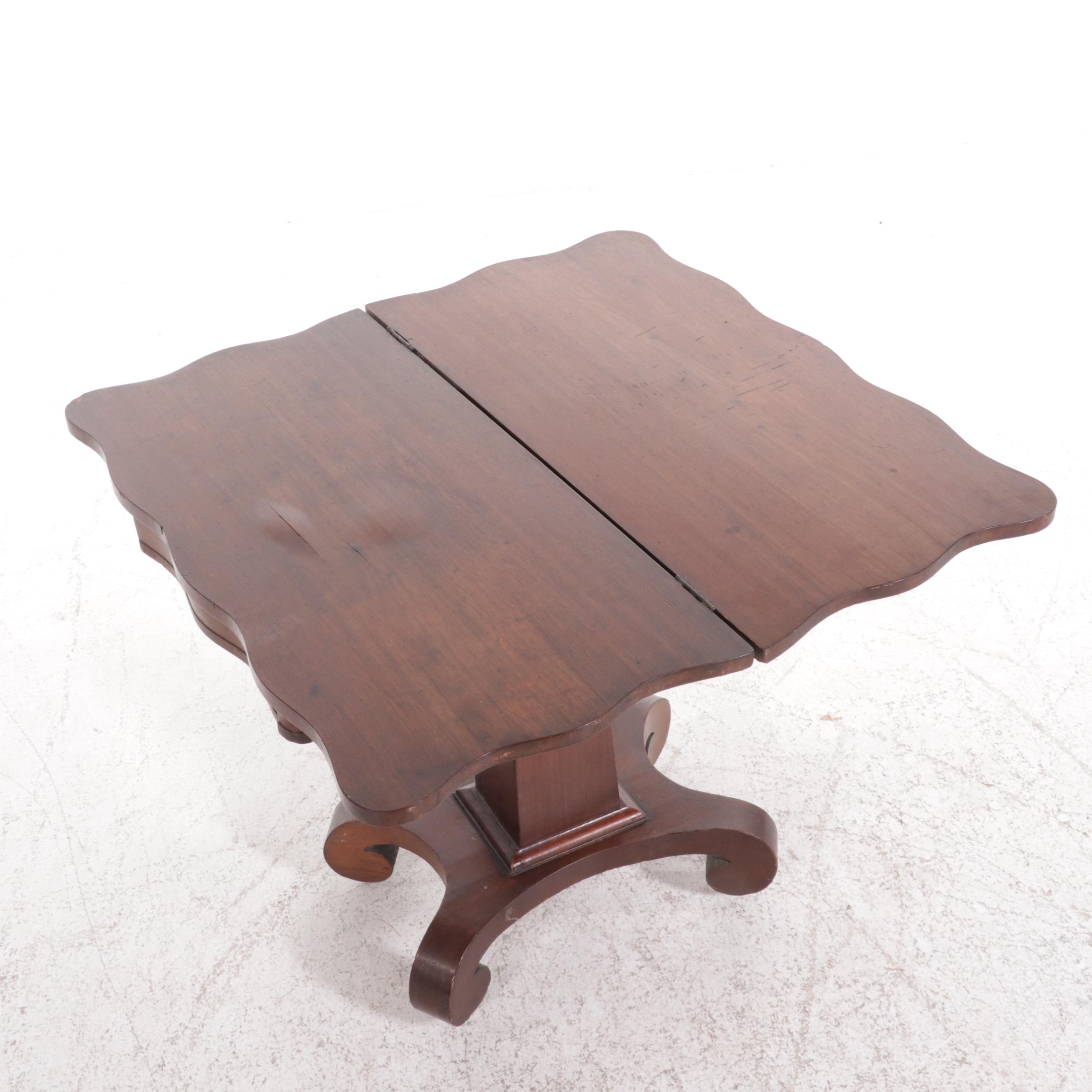 American Empire Walnut Flip-Top Games Table, Mid-19th Century | EBTH