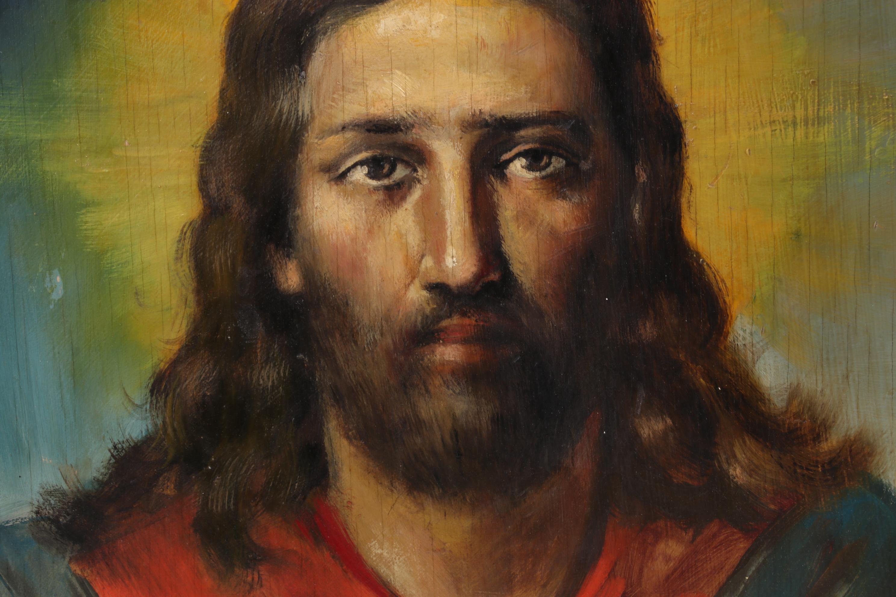 Frank Lardieri Folk Art Portrait Oil Painting of Jesus Christ, Circa ...