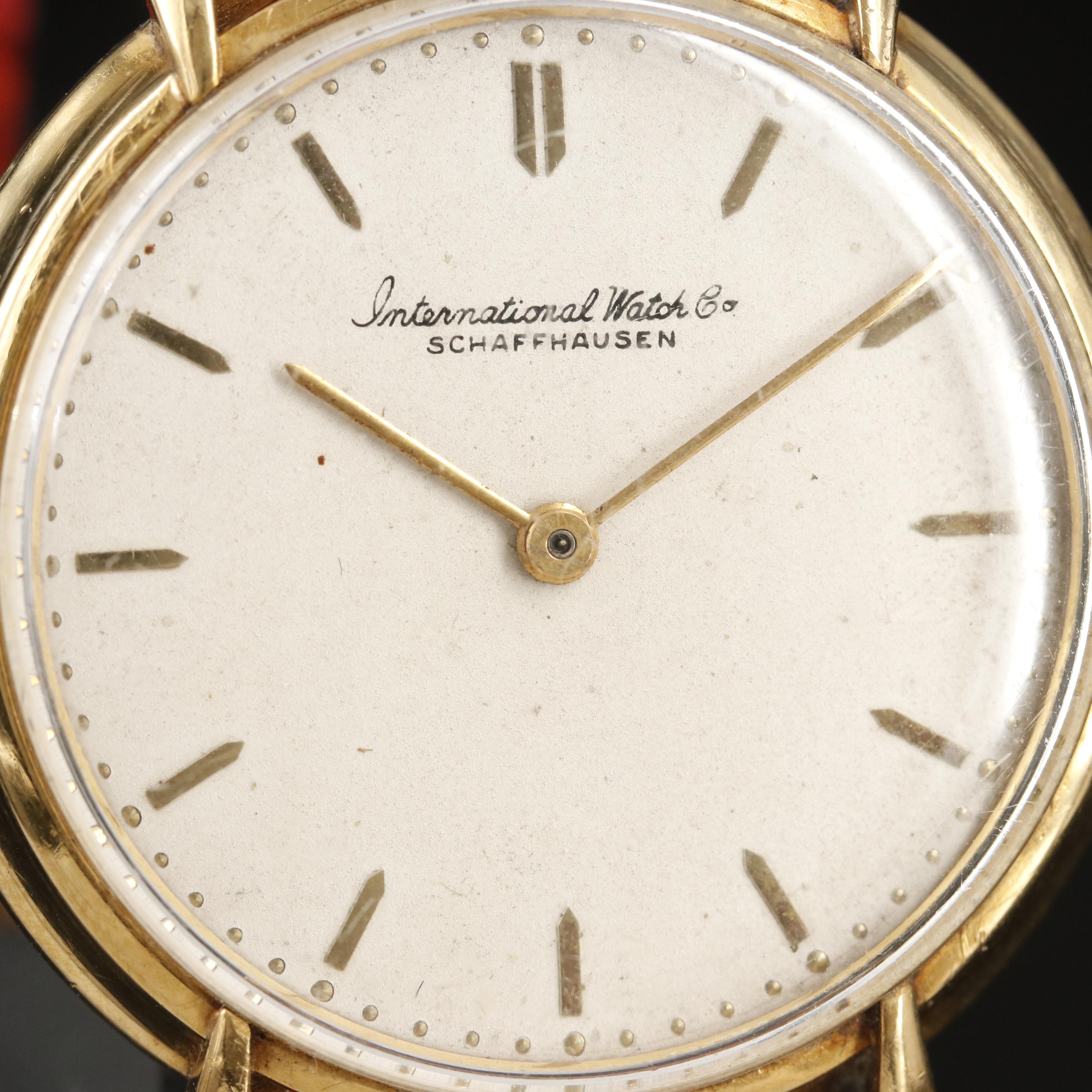 Vintage International Watch Co. Schaffhausen 18K Stem Wind Wristwatch ...