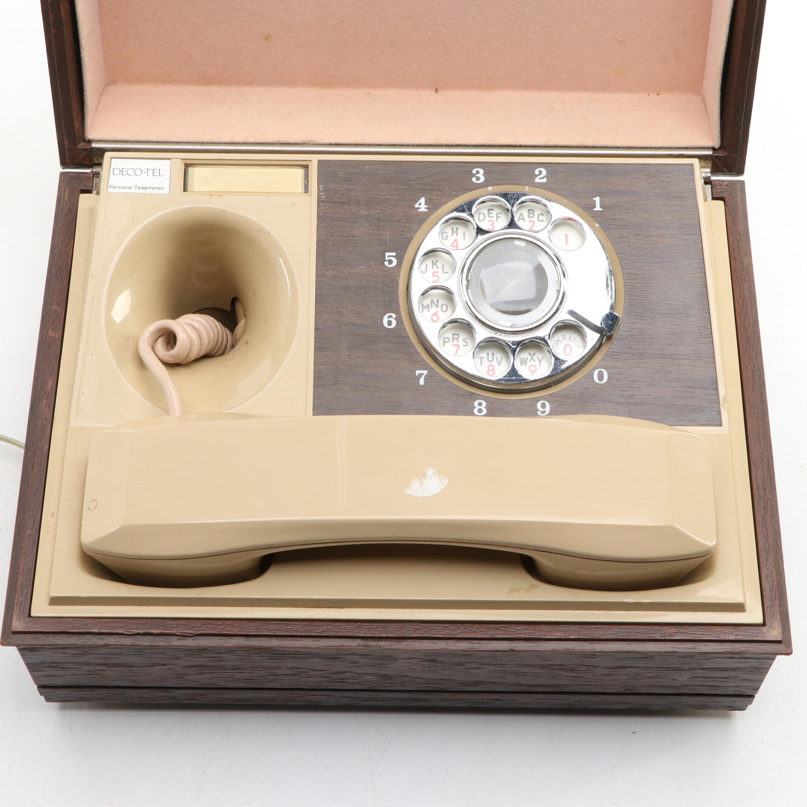 Deco-Tel Wooden Bird Dog Scene Rotary Dial Telephone, Mid to Late 20th ...