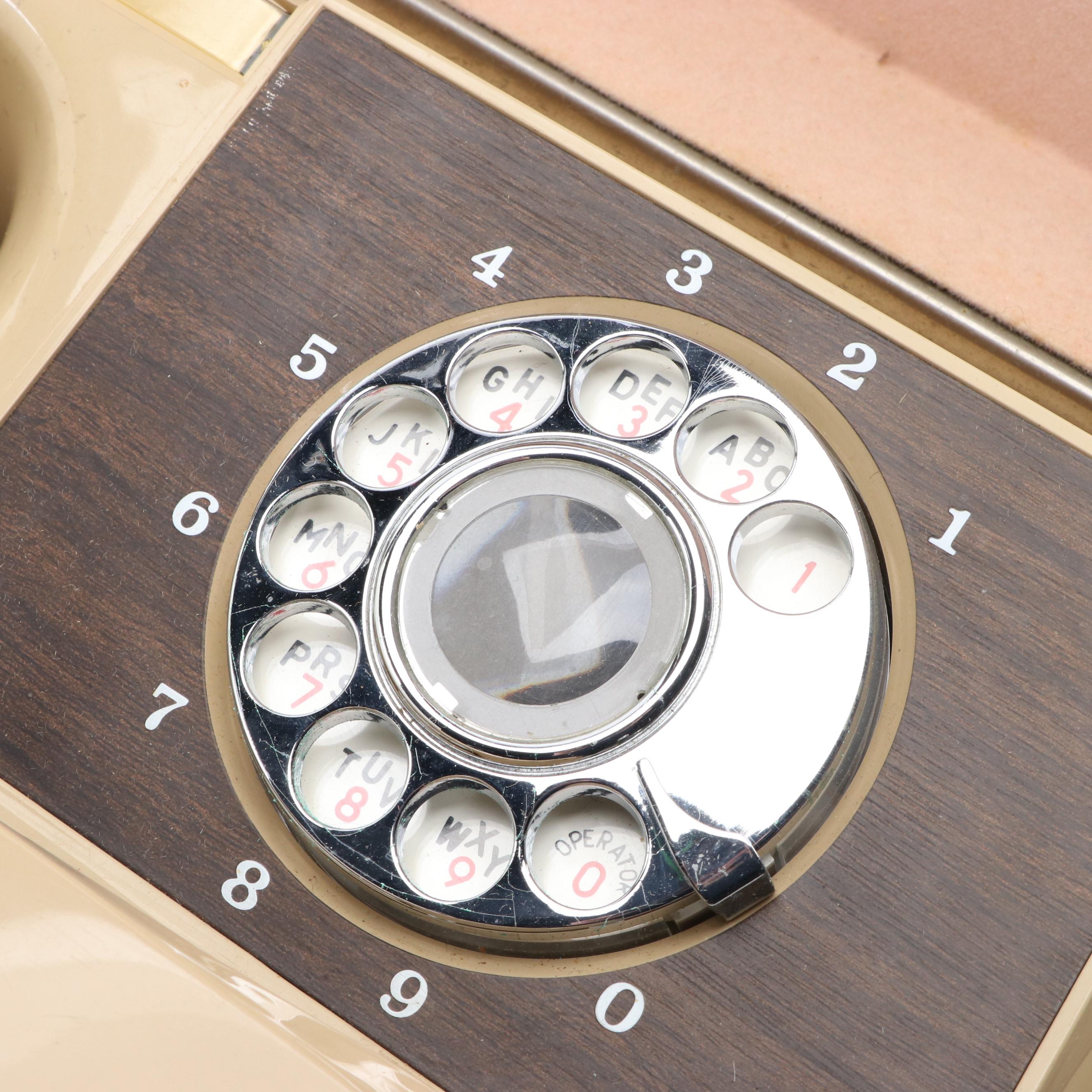 Deco-Tel Wooden Bird Dog Scene Rotary Dial Telephone, Mid to Late 20th ...