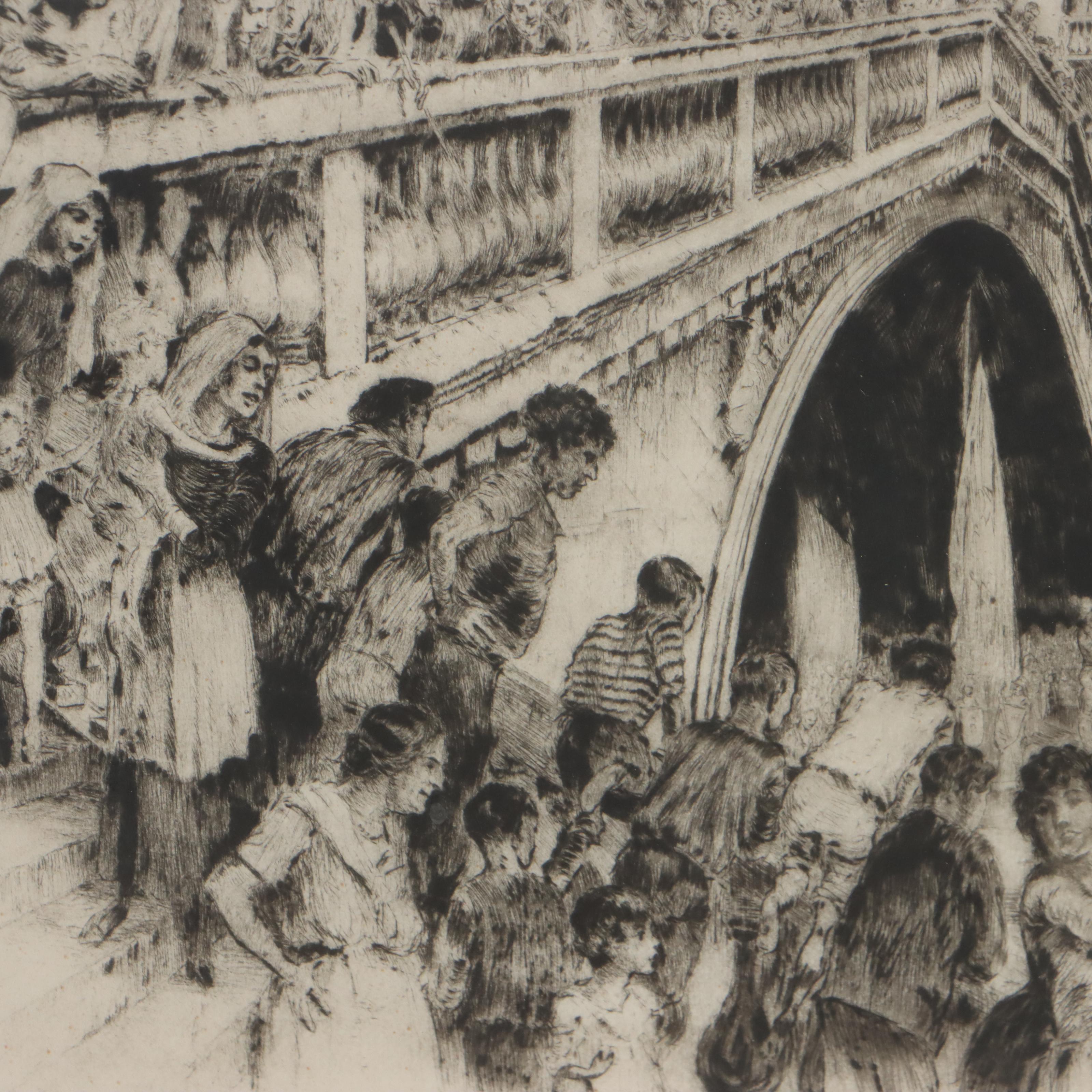 Paul Ashbrook Etching of City Street Scene, Early 20th Century | EBTH