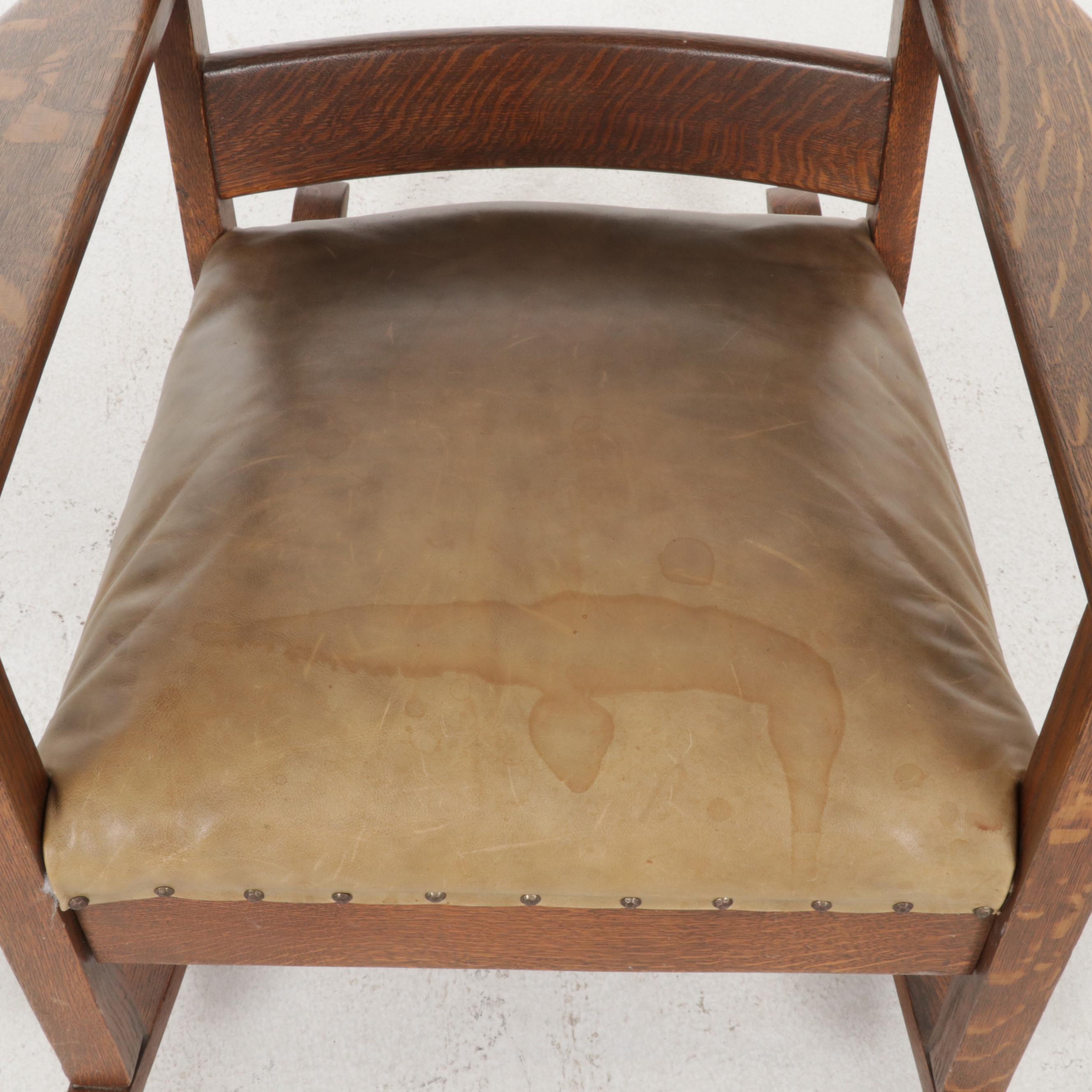 Ross Chair Mfg. Arts & Crafts Quarter-Sawn Oak Rocking Chair, Early ...