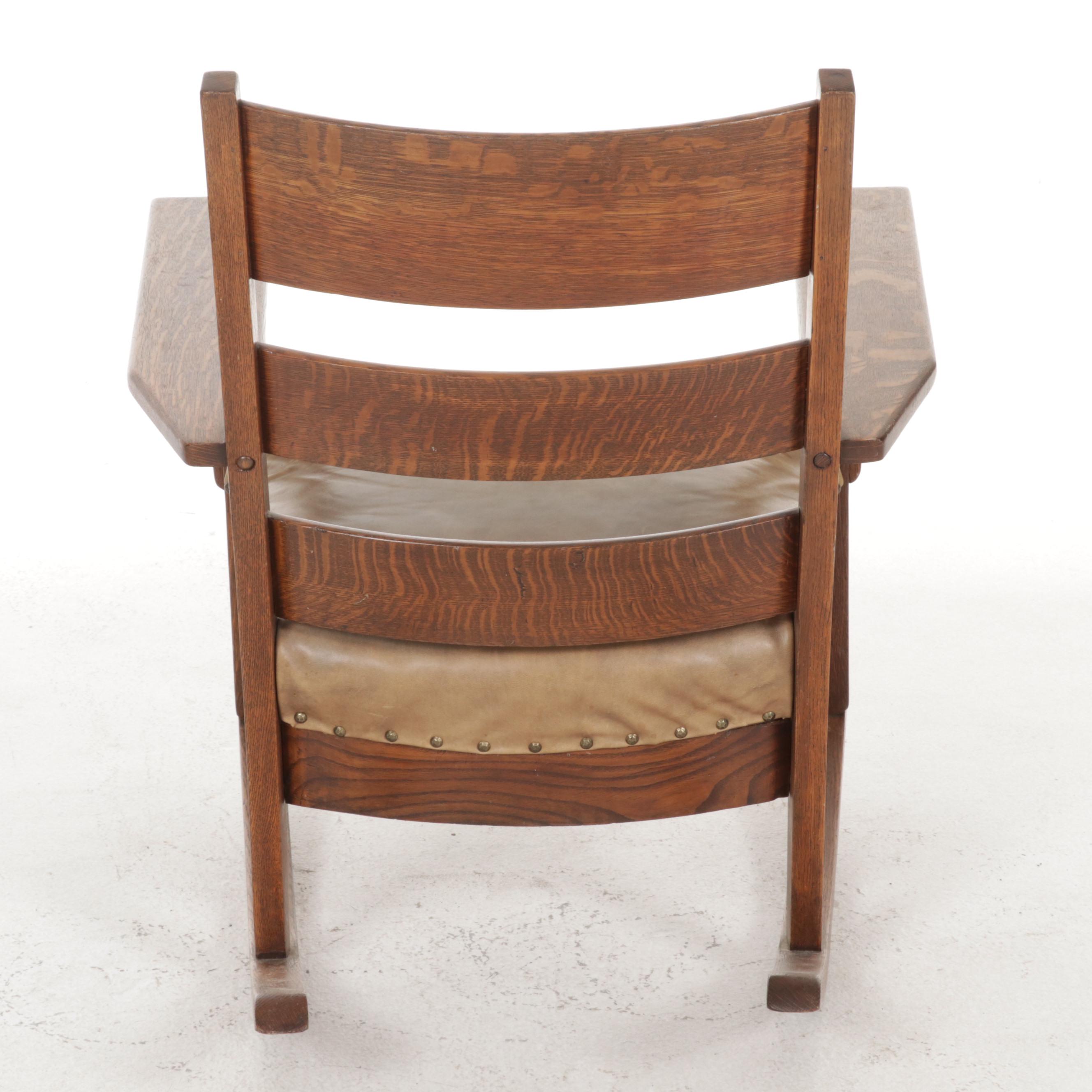 Ross Chair Mfg. Arts & Crafts Quarter-Sawn Oak Rocking Chair, Early ...