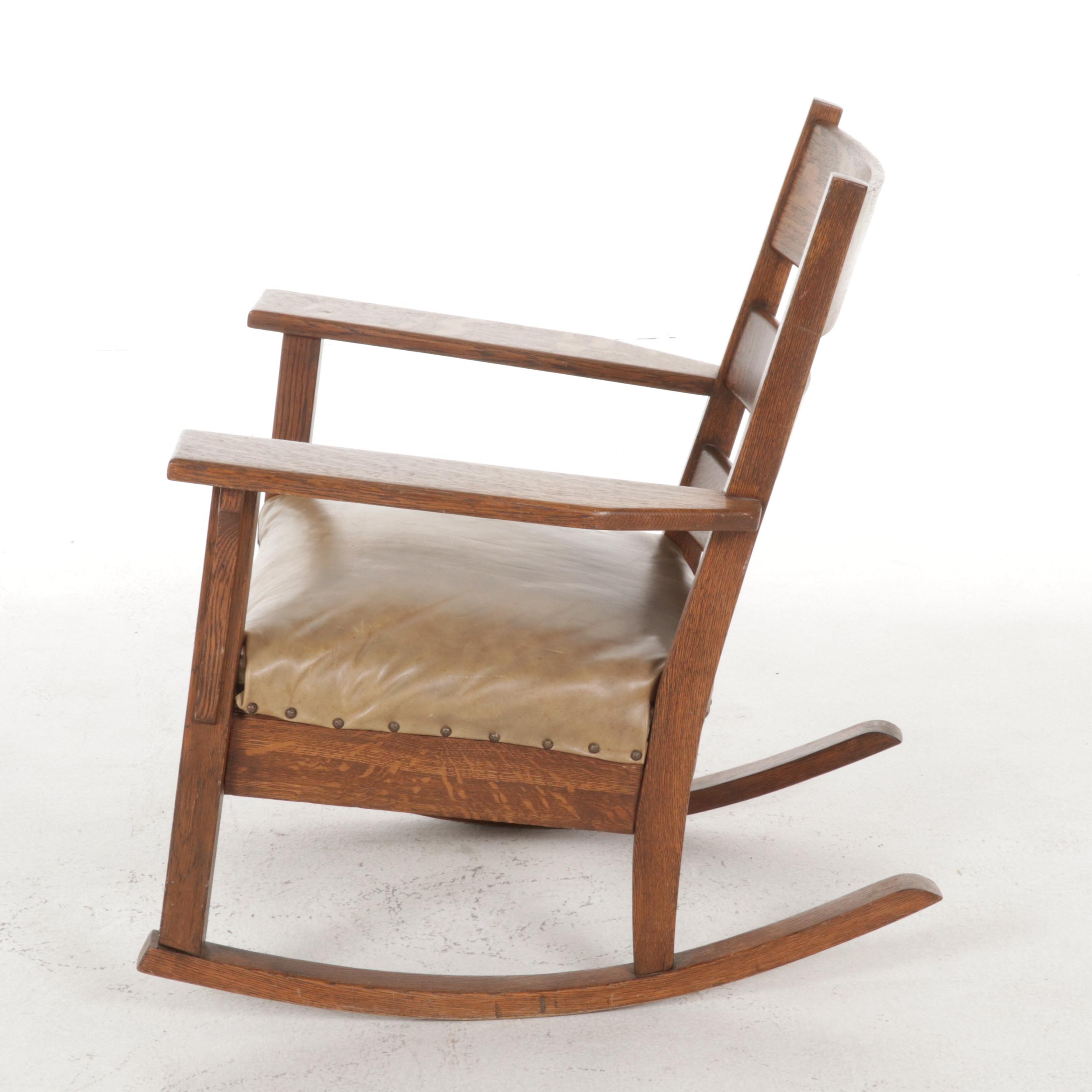 Ross Chair Mfg. Arts & Crafts Quarter-Sawn Oak Rocking Chair, Early ...