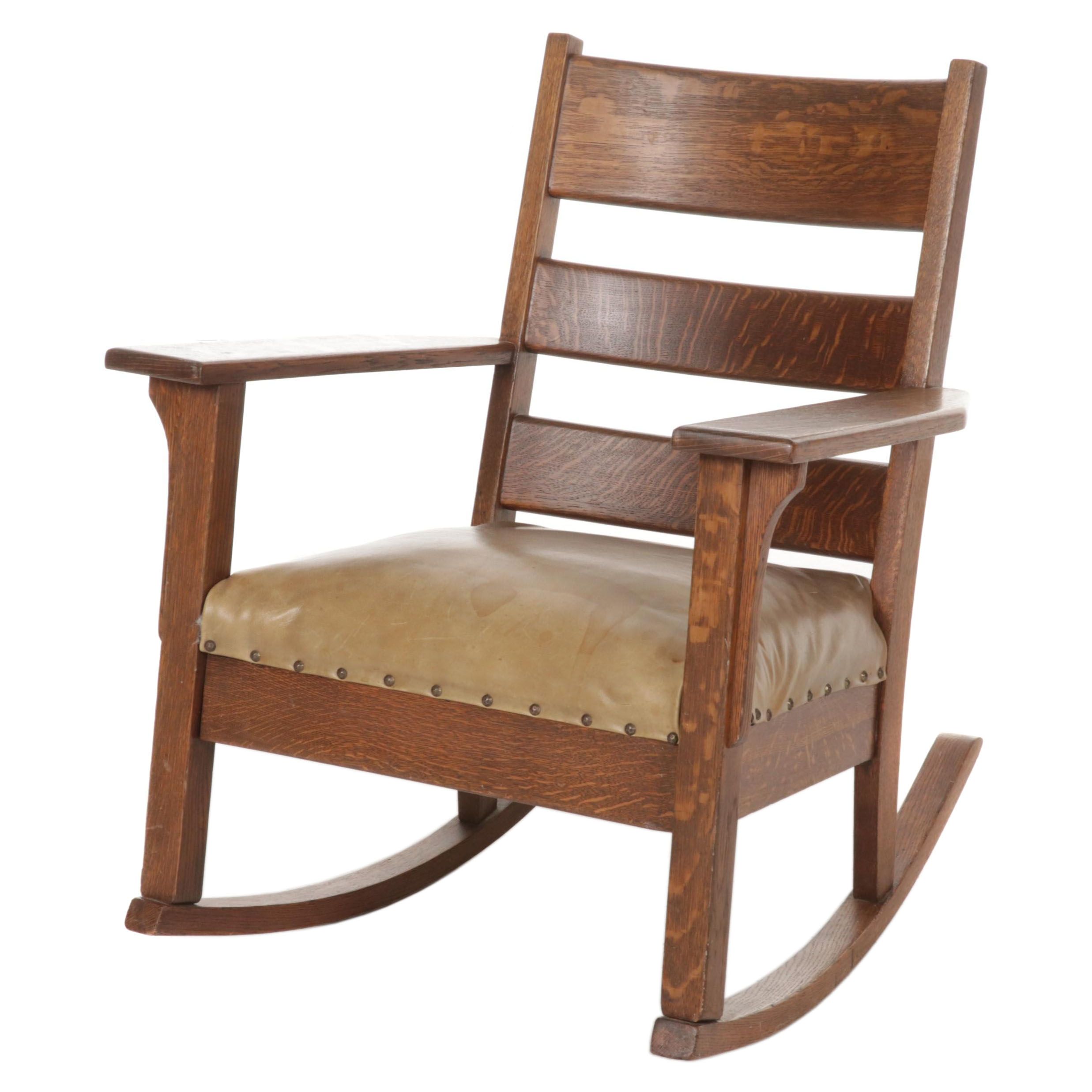 Ross Chair Mfg. Arts & Crafts Quarter-Sawn Oak Rocking Chair, Early ...