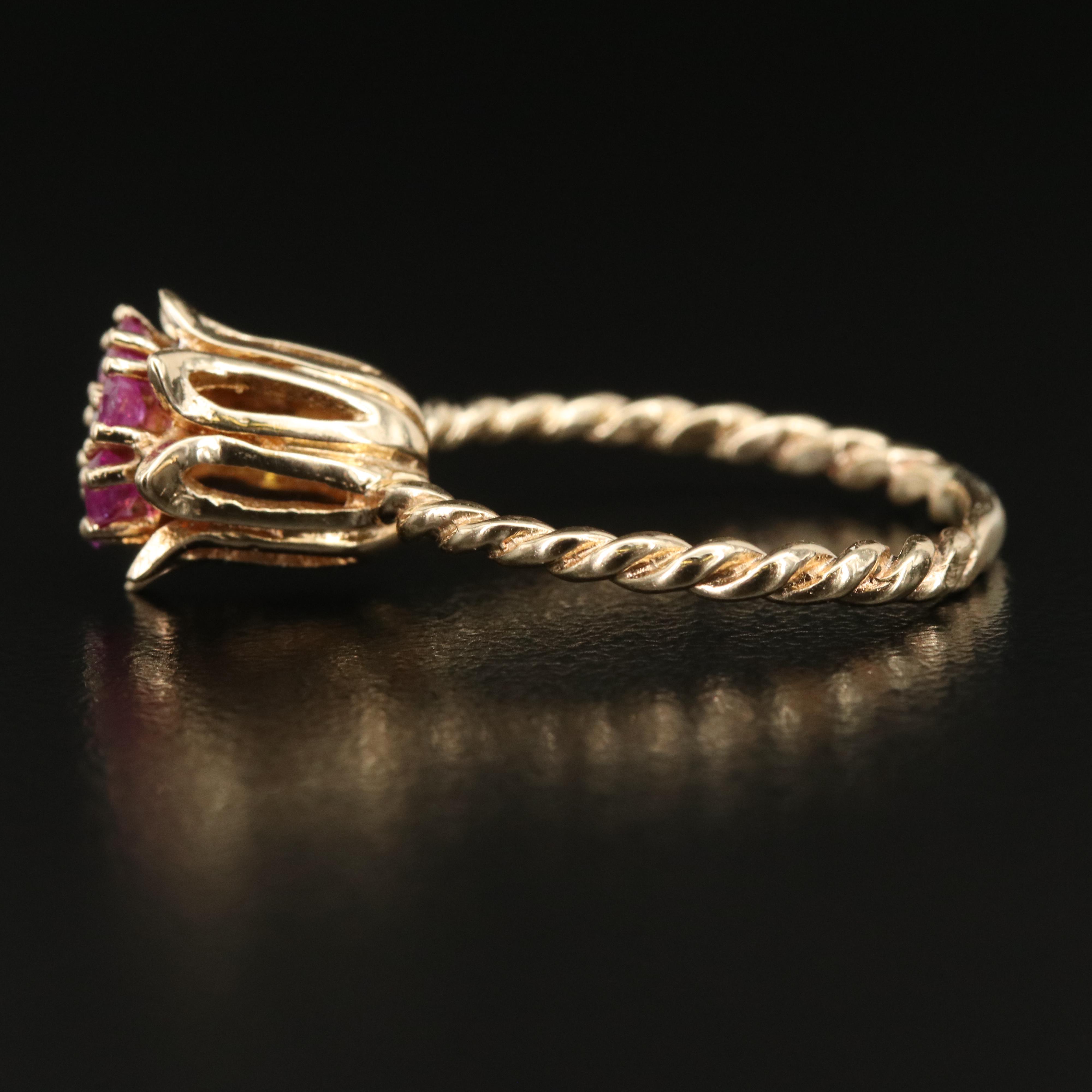 14K Diamond and Ruby Tulip Ring | EBTH