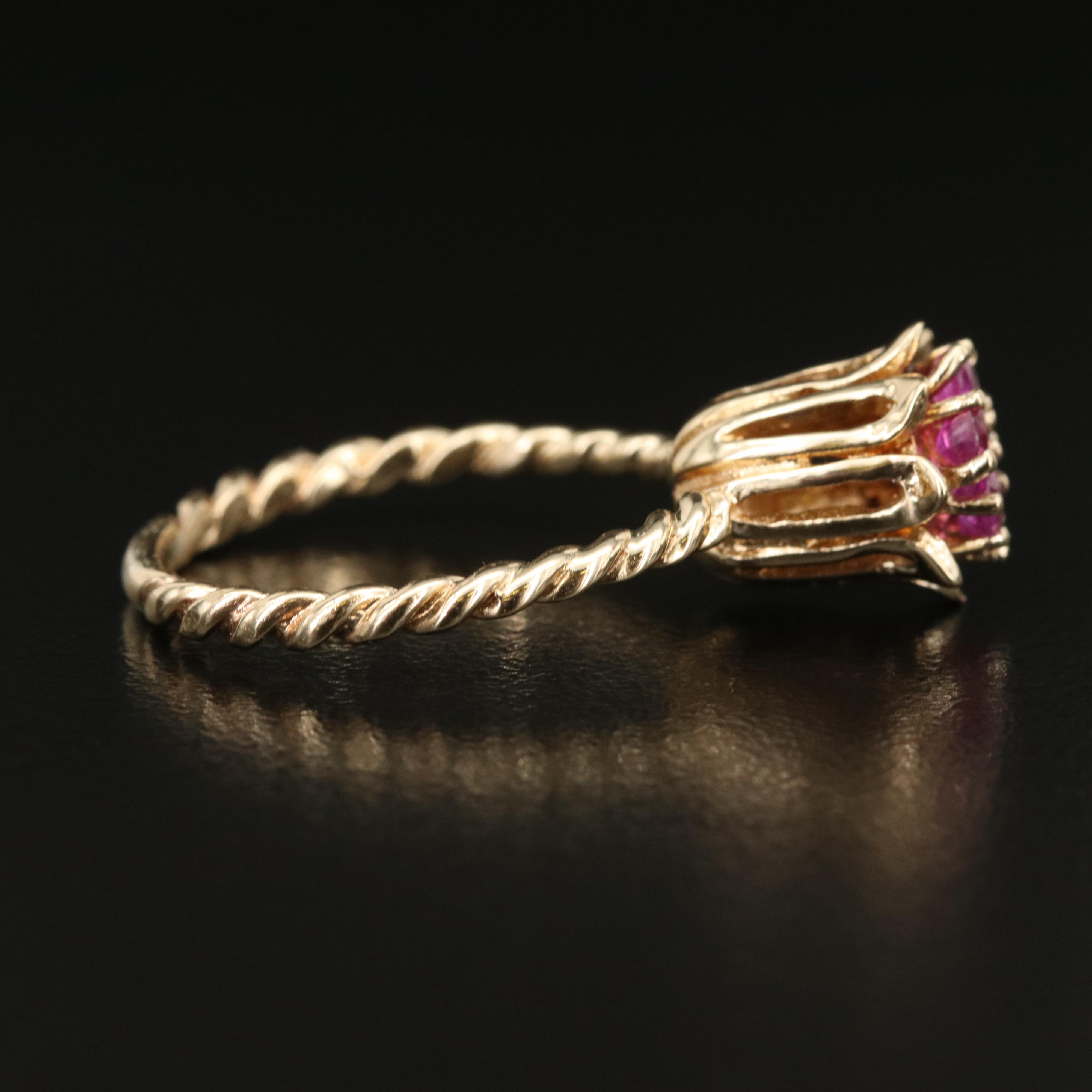 14K Diamond and Ruby Tulip Ring | EBTH