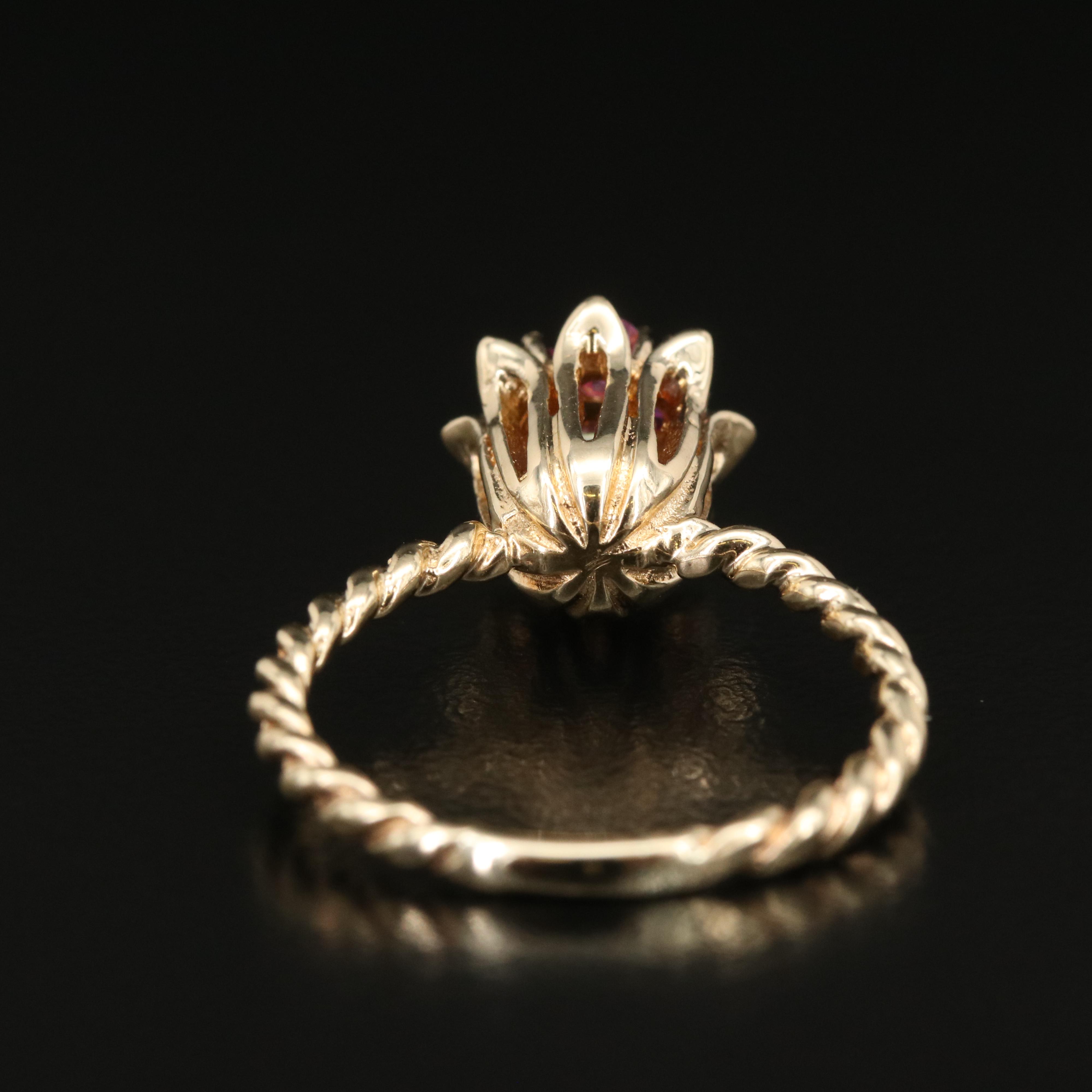 14K Diamond and Ruby Tulip Ring | EBTH