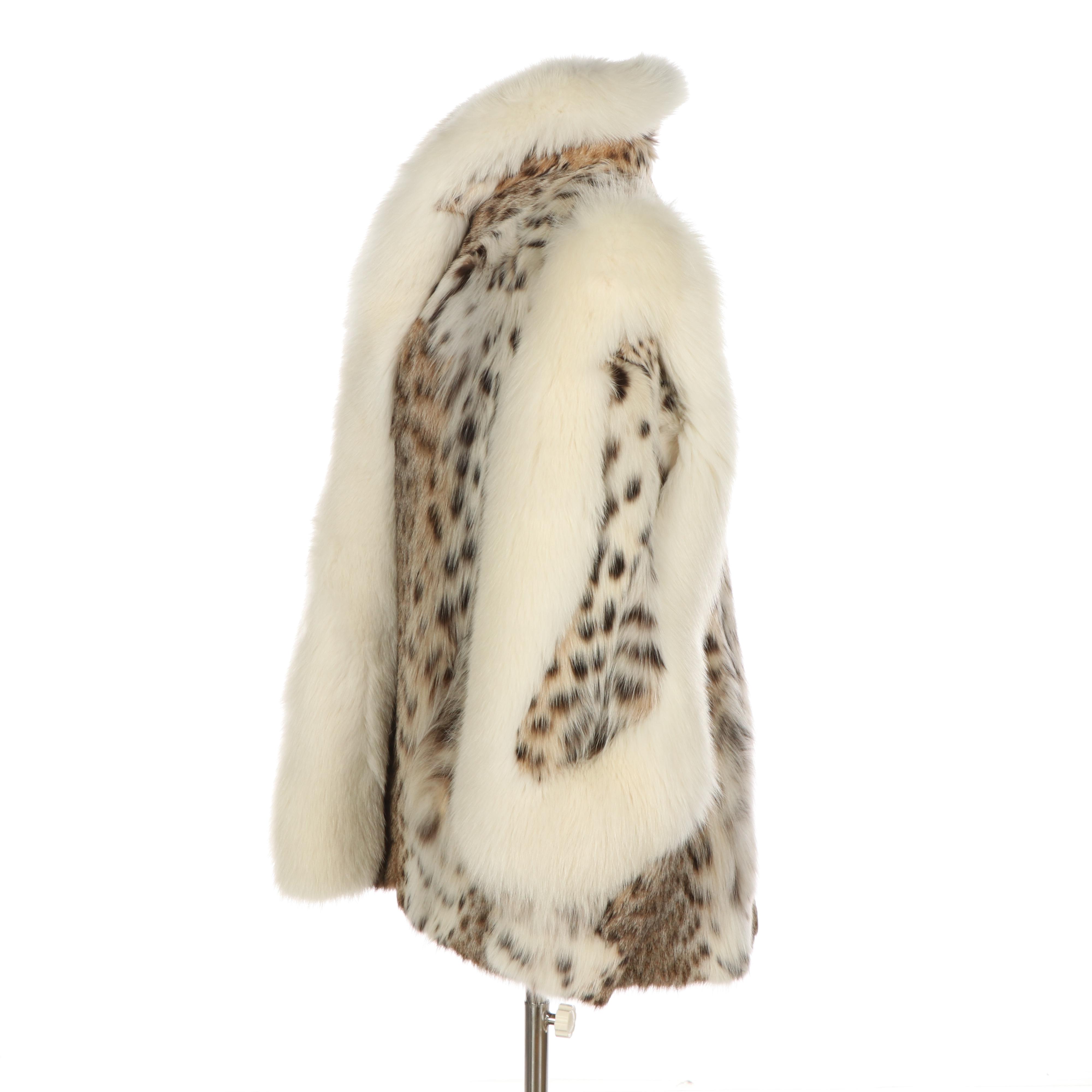 Bobcat Fur Jacket with Arctic Fox Fur Collar and Trim | EBTH