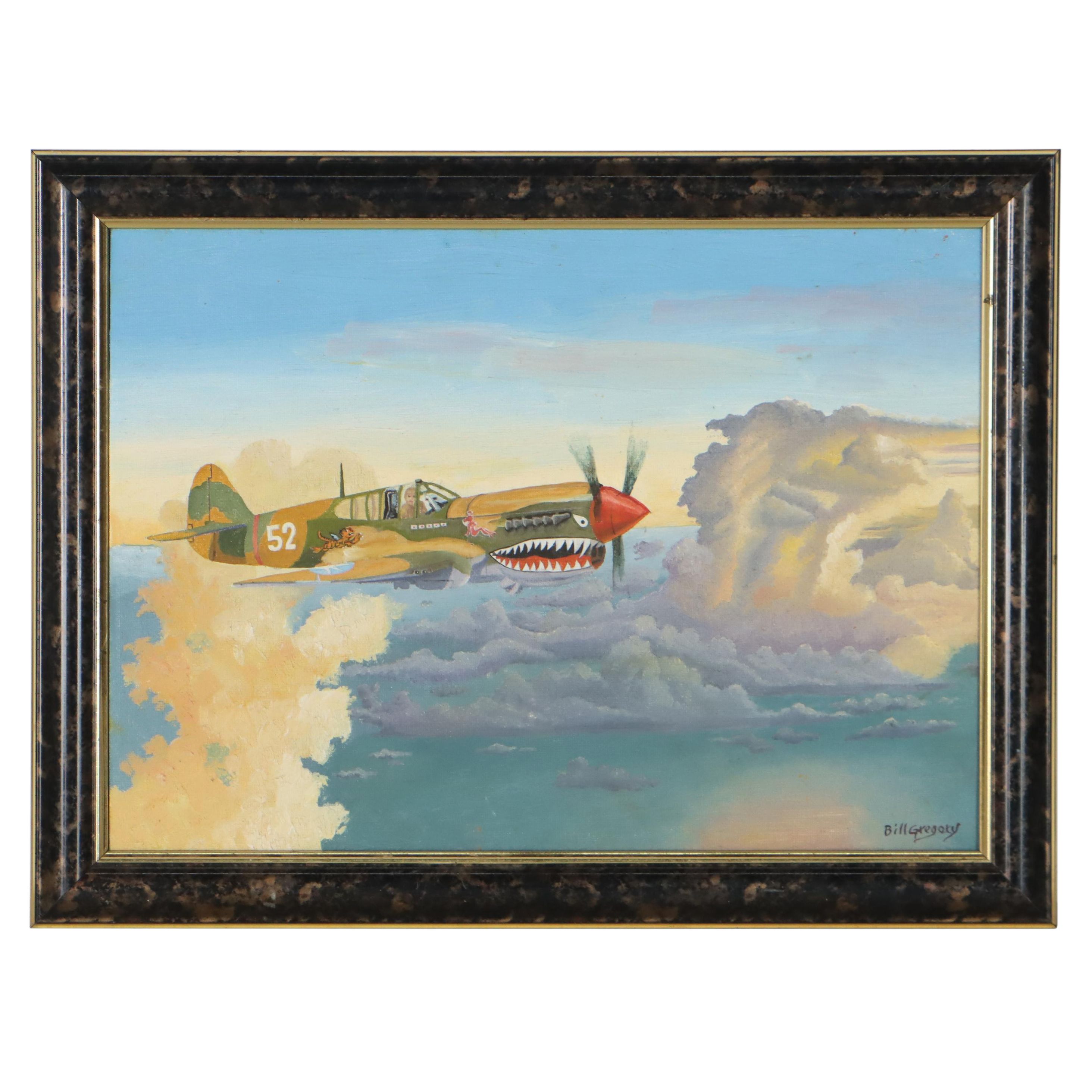 Bill Gregory Oil Painting of a Fighter Plane, Late 20th Century | EBTH