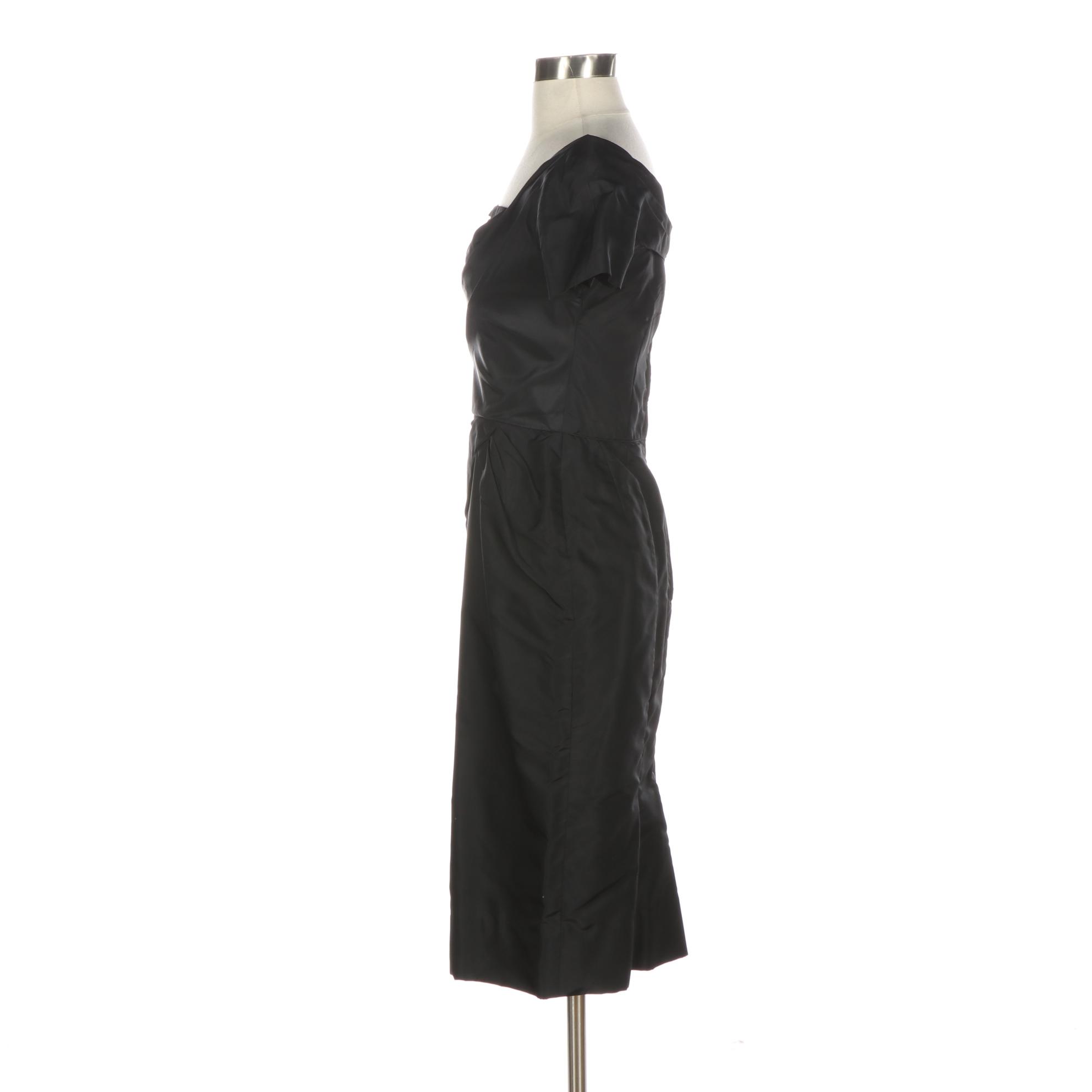 Leon Frank Inc. Pleated Bodice Taffeta Wiggle Dress, 1950s | EBTH