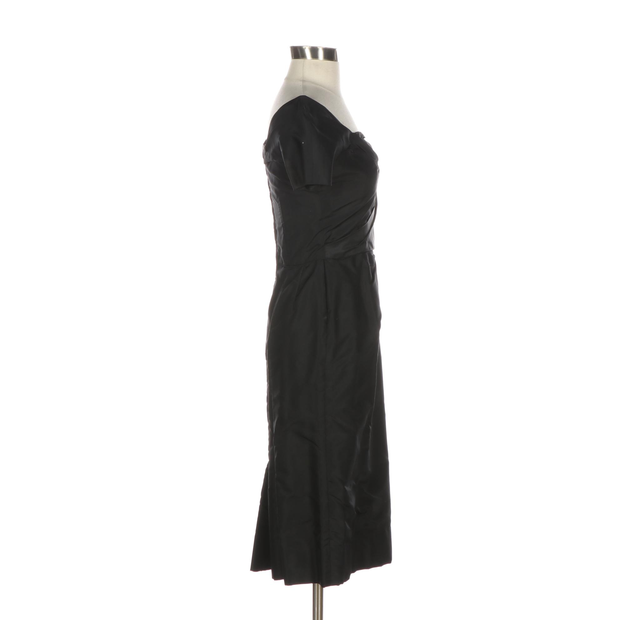 Leon Frank Inc. Pleated Bodice Taffeta Wiggle Dress, 1950s | EBTH