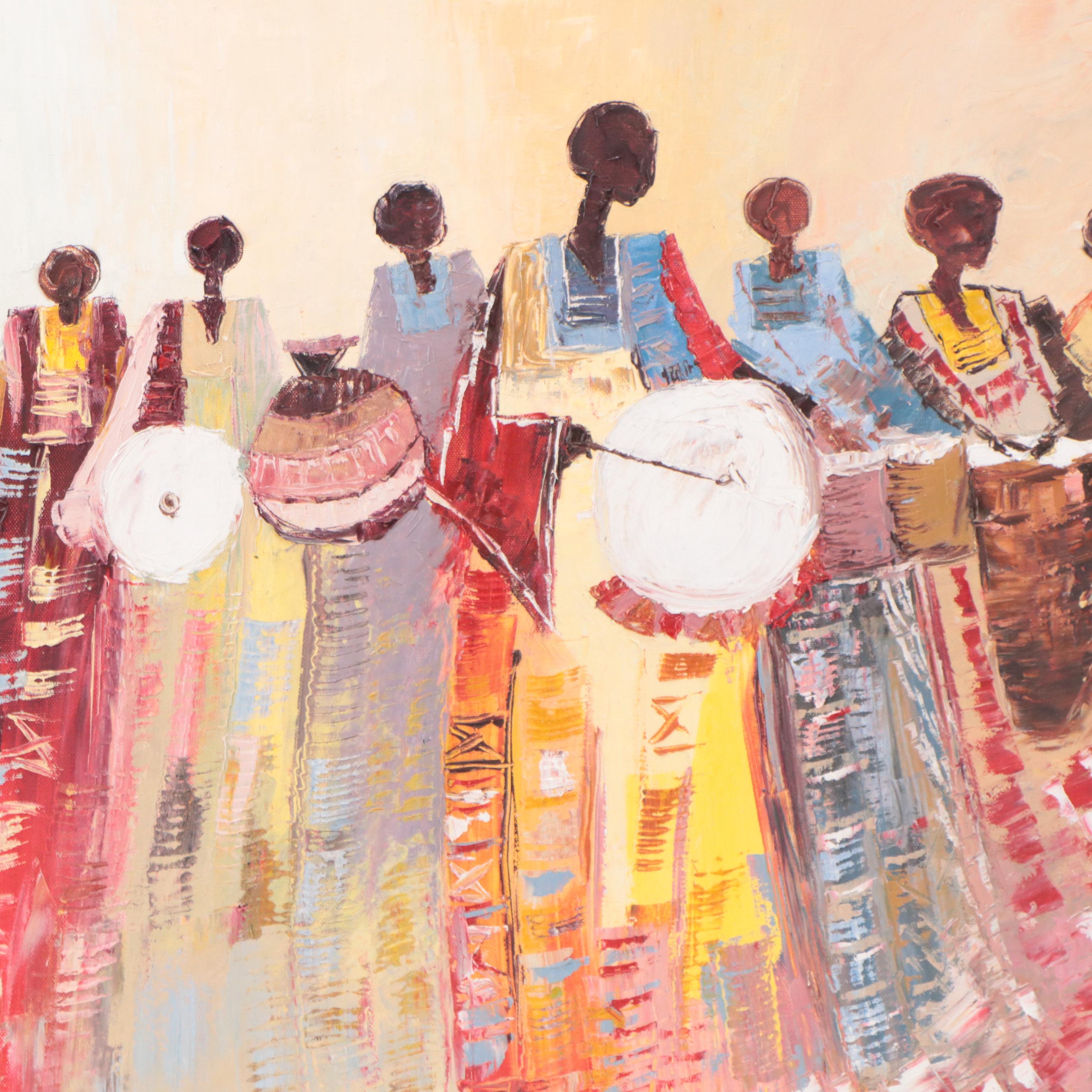 Bayo Ogundele Figural Oil Painting "Entertainers," 2021 | EBTH