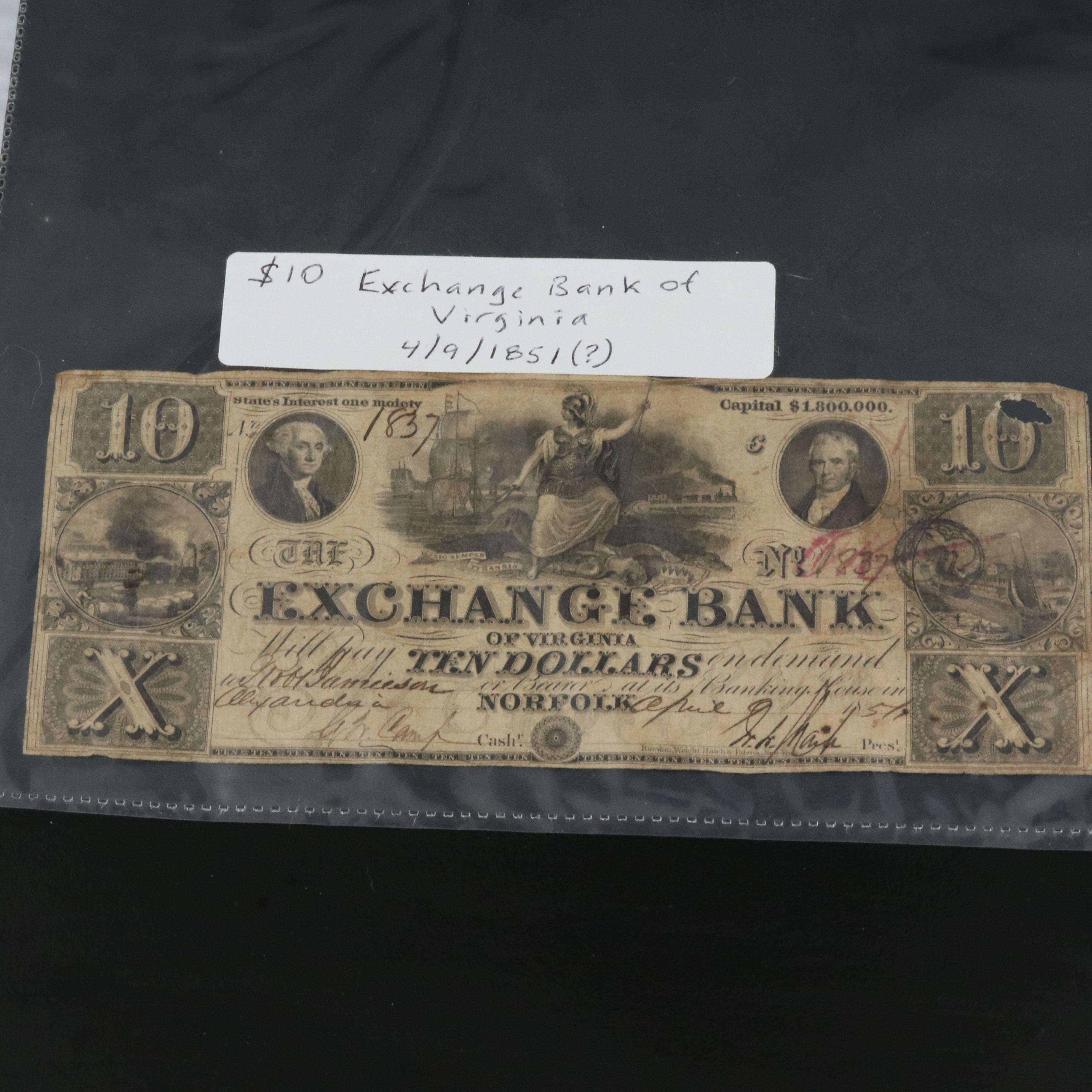 Eight Mid 19th Century Obsolete Currency Notes | EBTH
