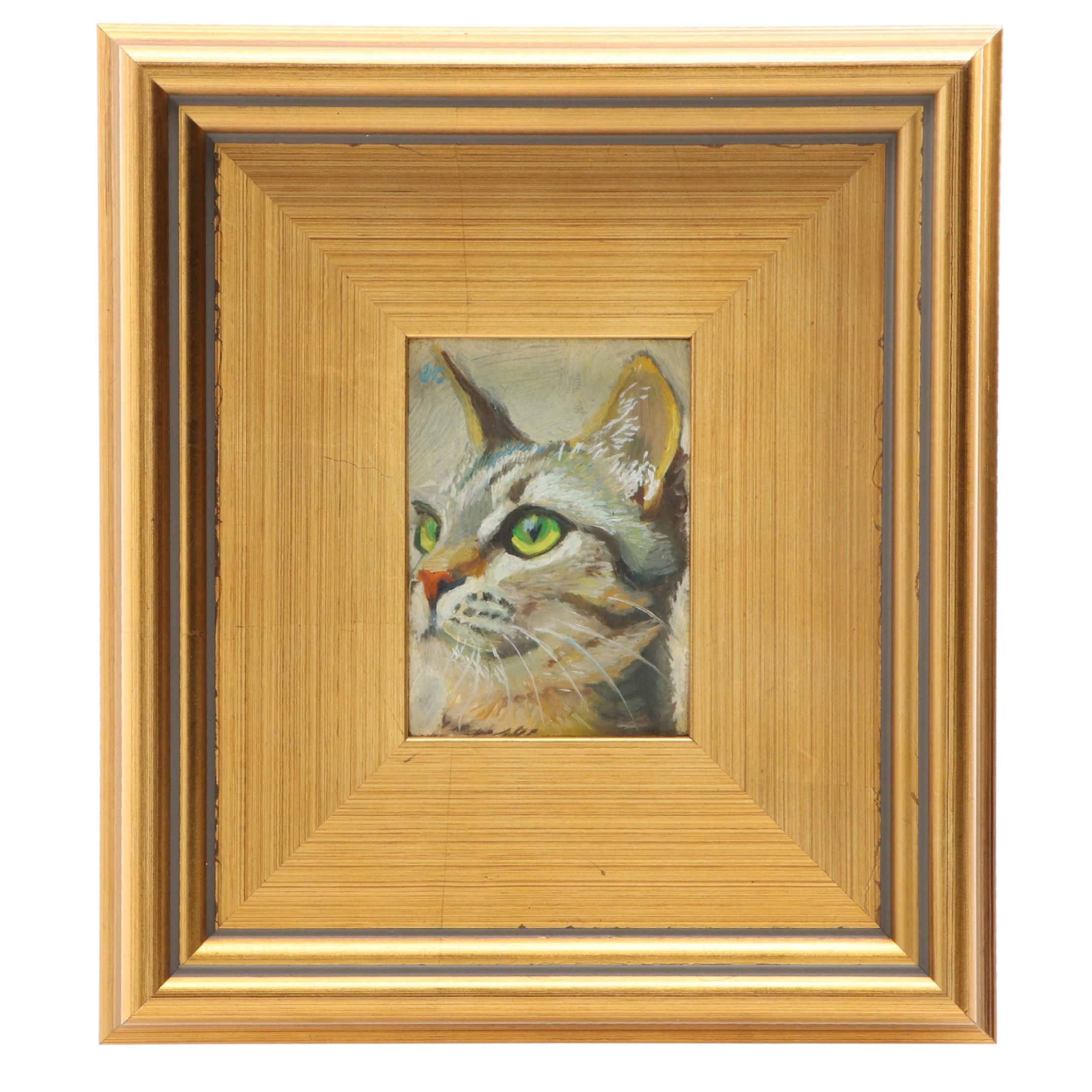 Jeff Claudio Oil Painting "Tabby Cat," 21st Century | EBTH