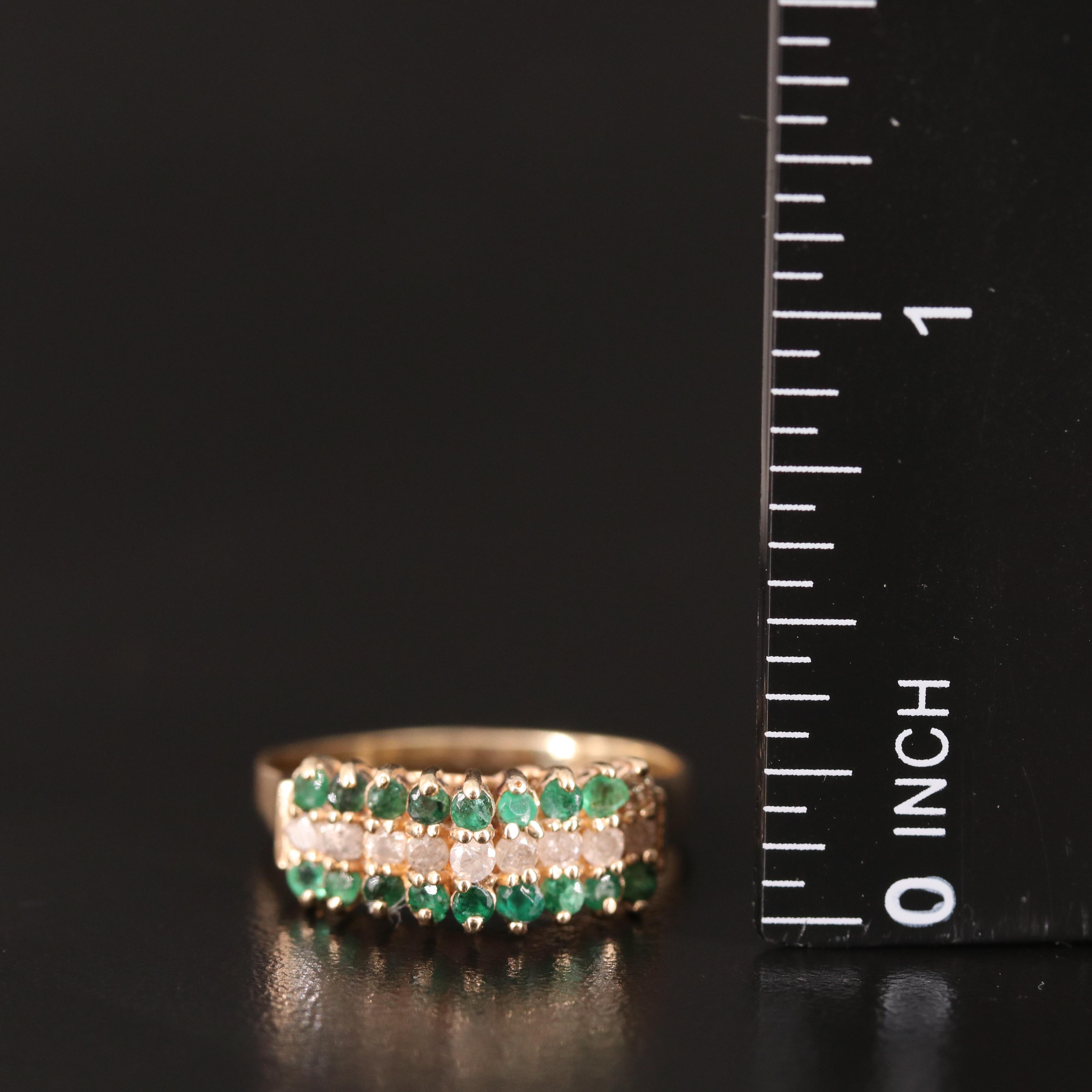 14K Emerald and Diamond Pyramid Ring | EBTH