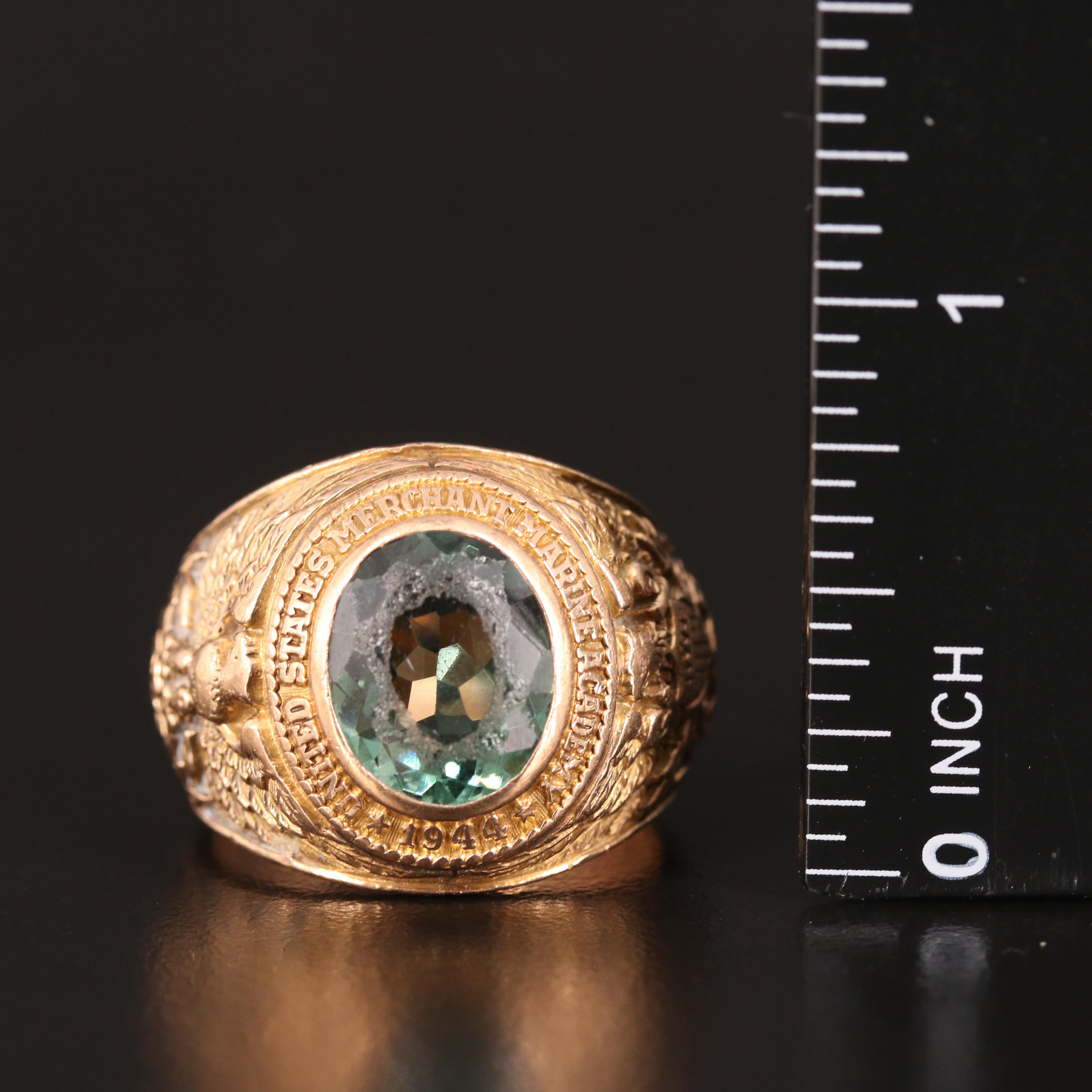 10K Spinel Merchant Marines Academy Ring | EBTH