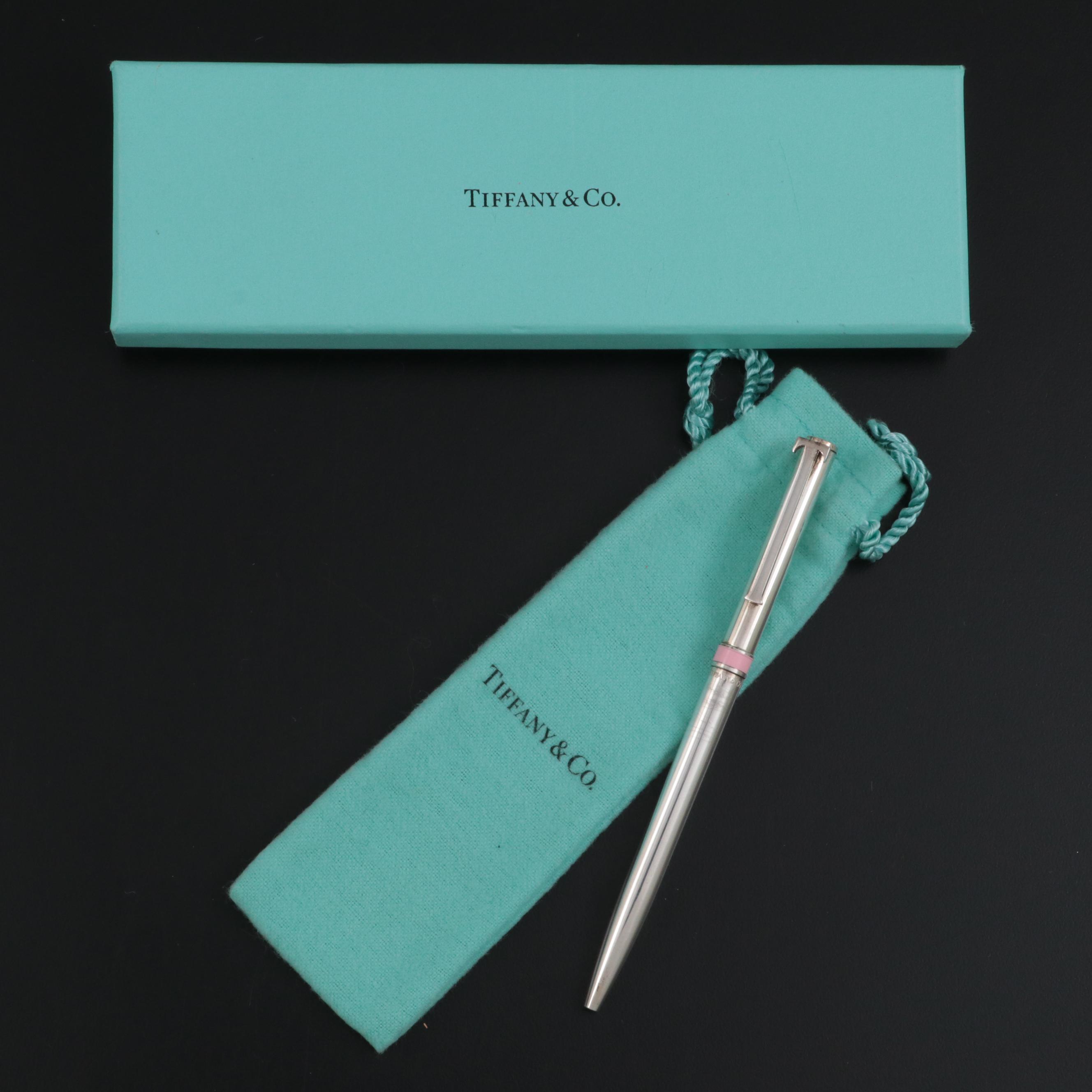 Tiffany & Co. Sterling Silver and Pink Enamel Banded Ballpoint Pen | EBTH