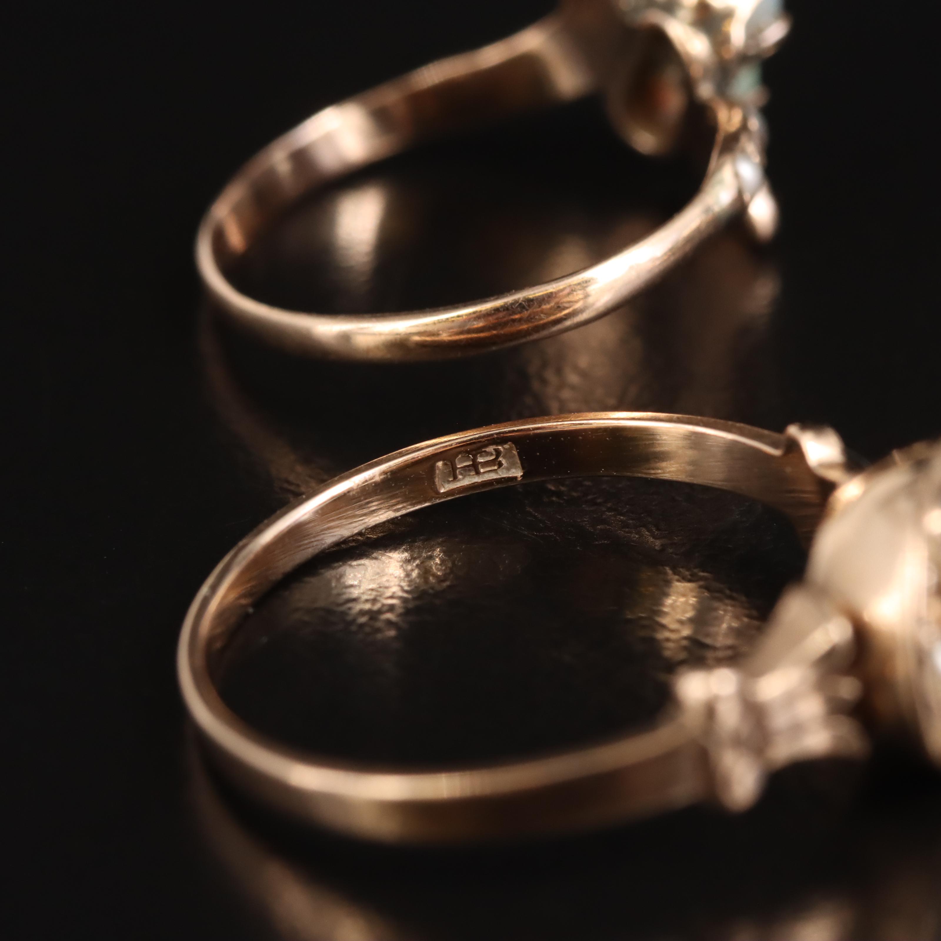 Victorian 10K Rings Including Pearls and Crescent Design | EBTH
