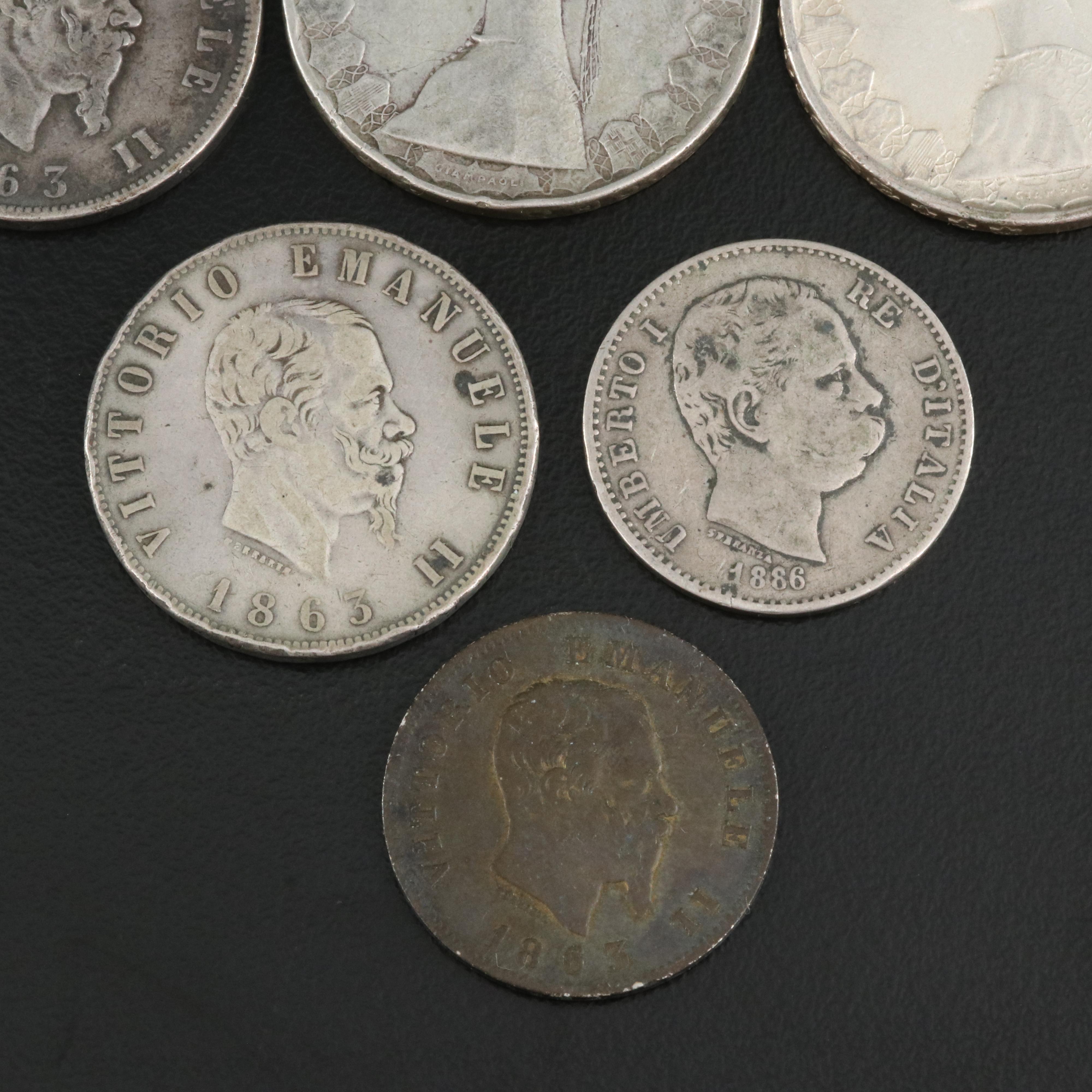 Group of Nine Italian Silver Coins Including a 1794 Sixty Grani | EBTH
