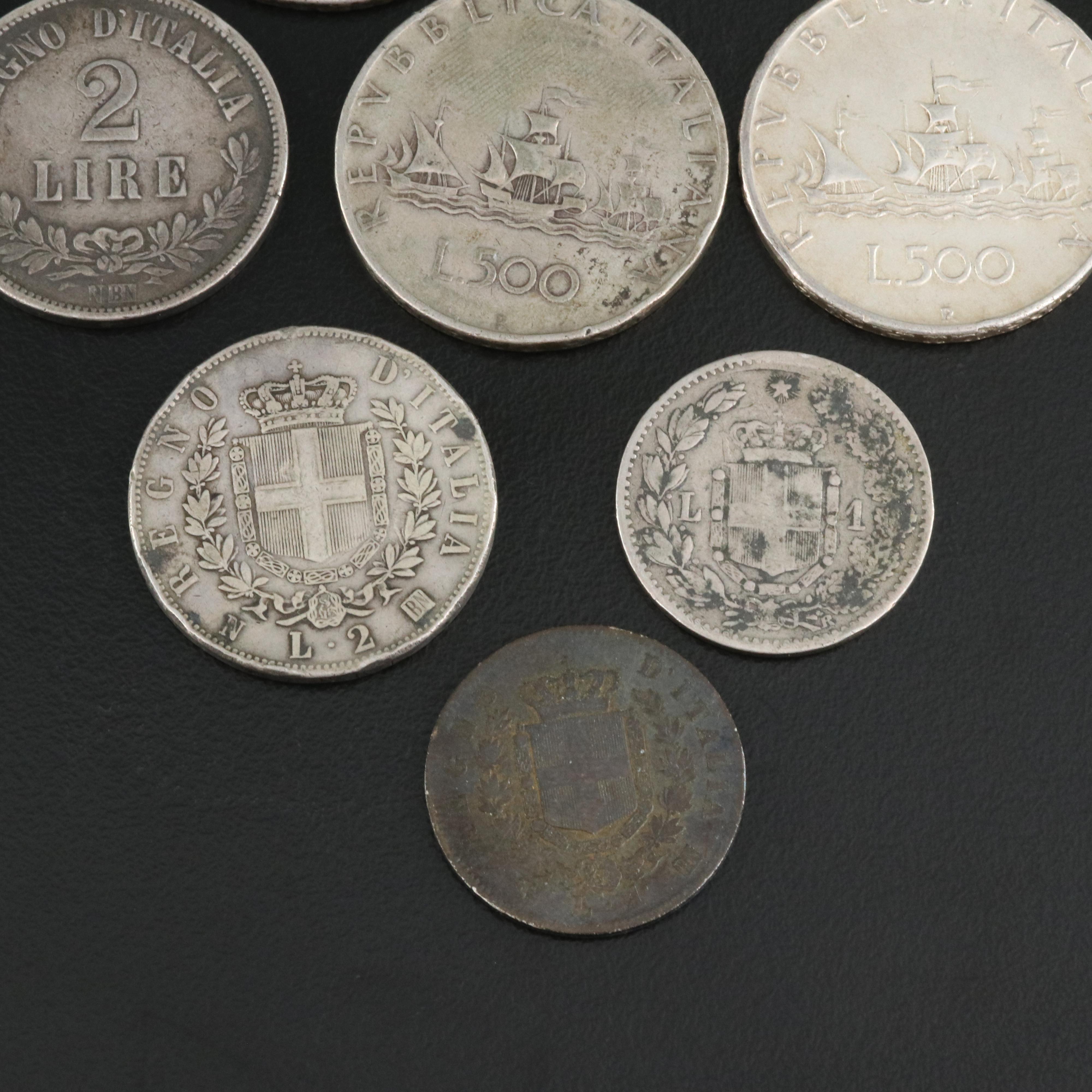 Group of Nine Italian Silver Coins Including a 1794 Sixty Grani | EBTH