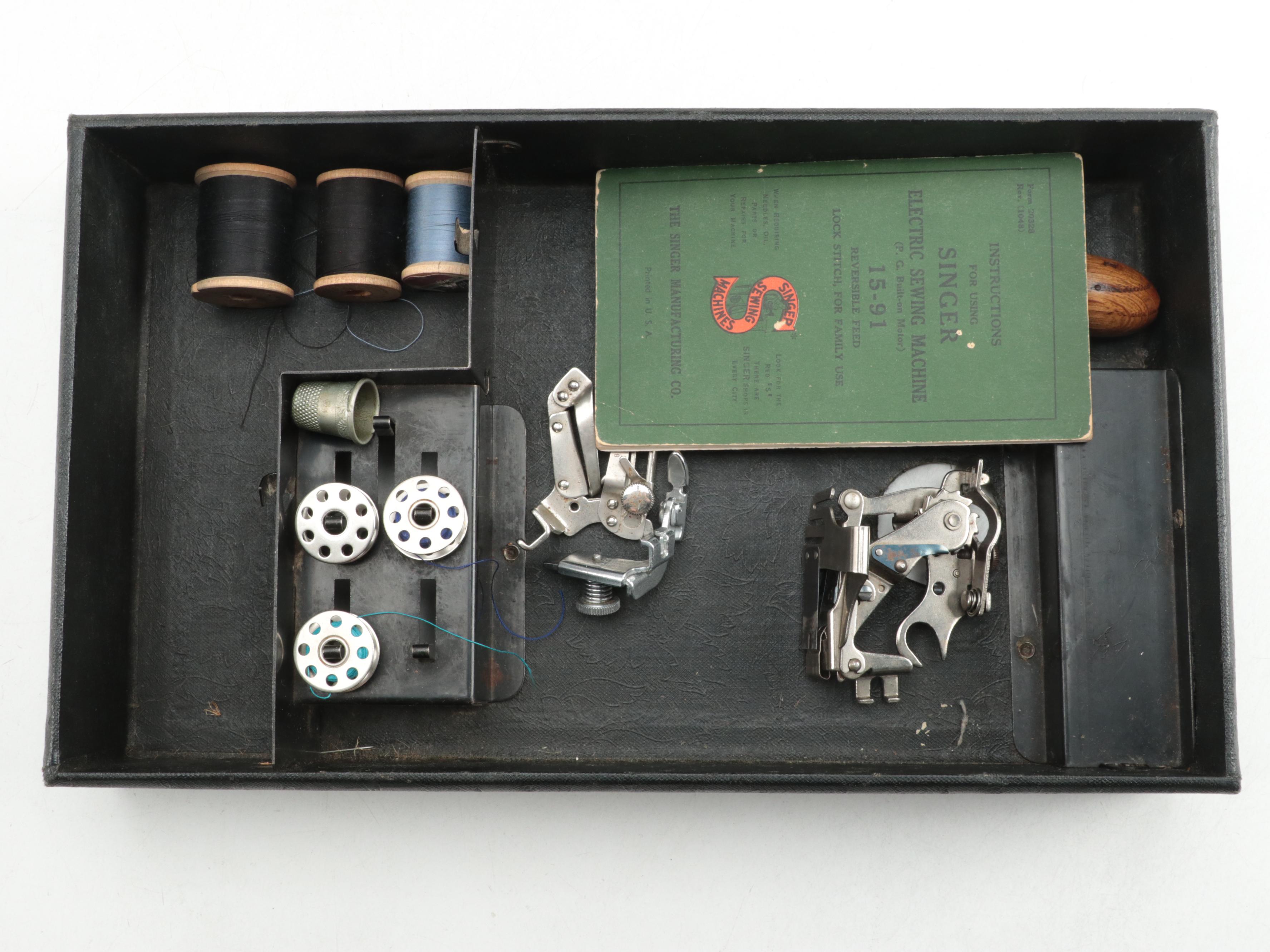 Singer Model 15-91 Electric Sewing Machine with Case and Accessories ...