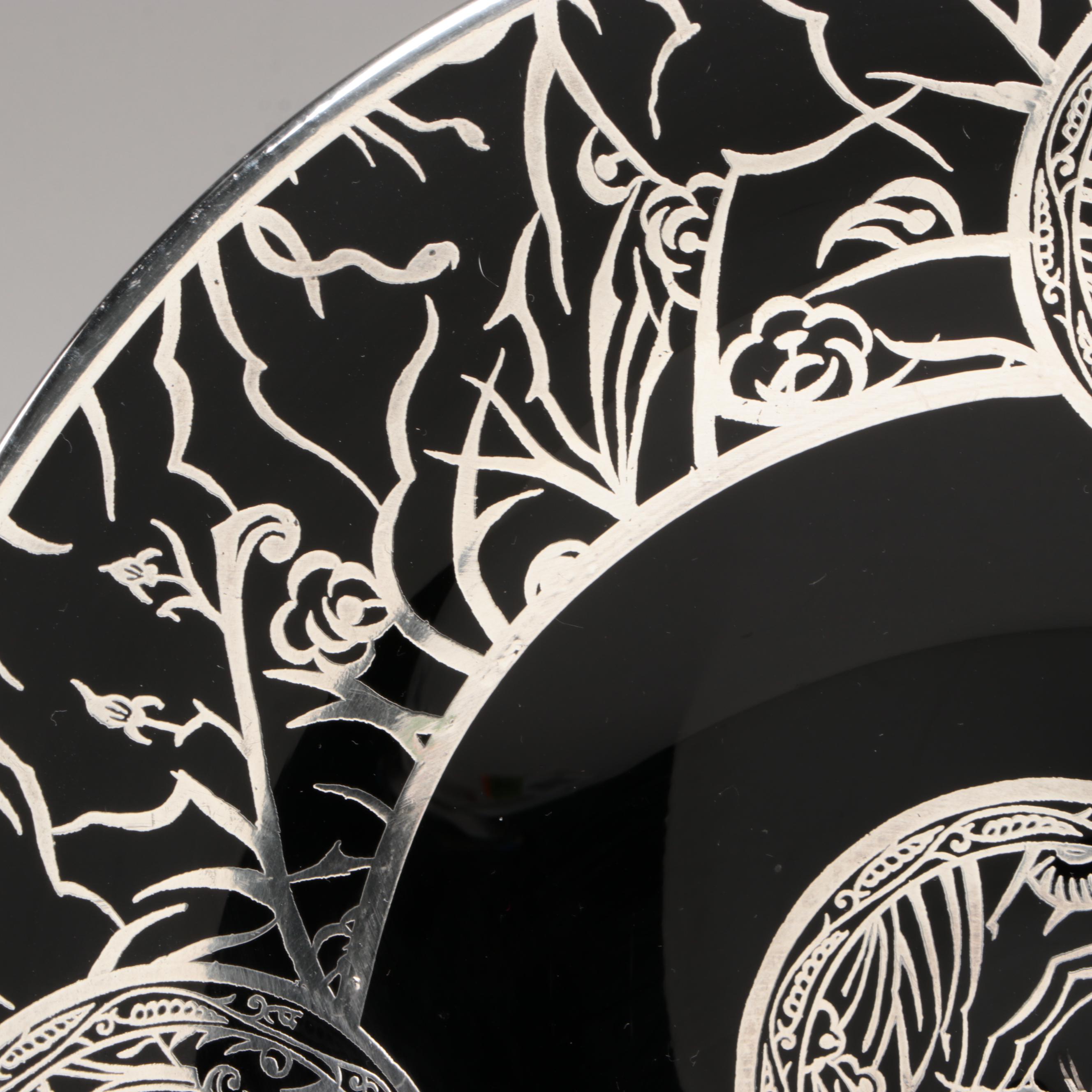 Pairpoint Art Deco Silver Overlay Glass Compote, Early 20th Century | EBTH