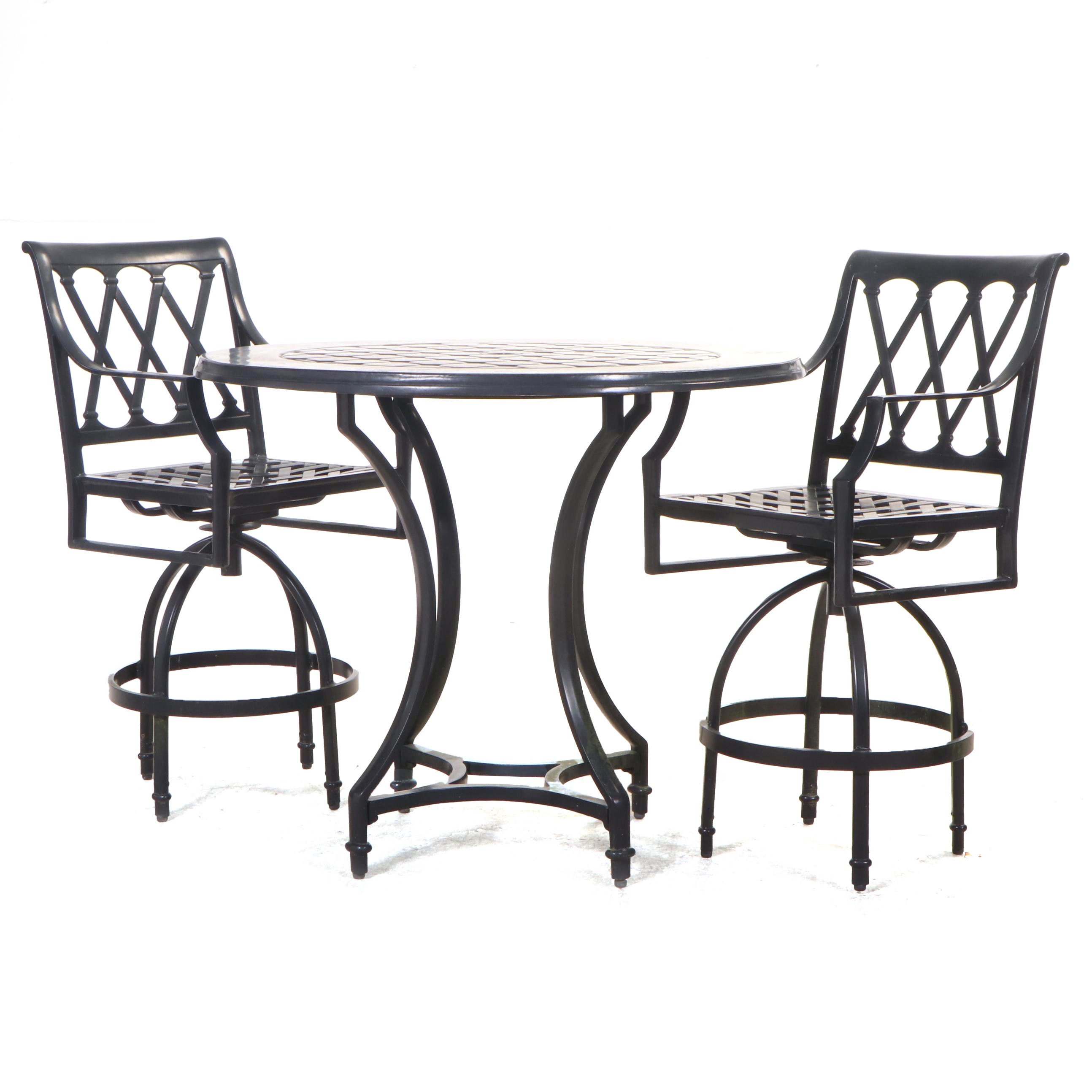 Frontgate Patio Table with Swivel Barstools | EBTH