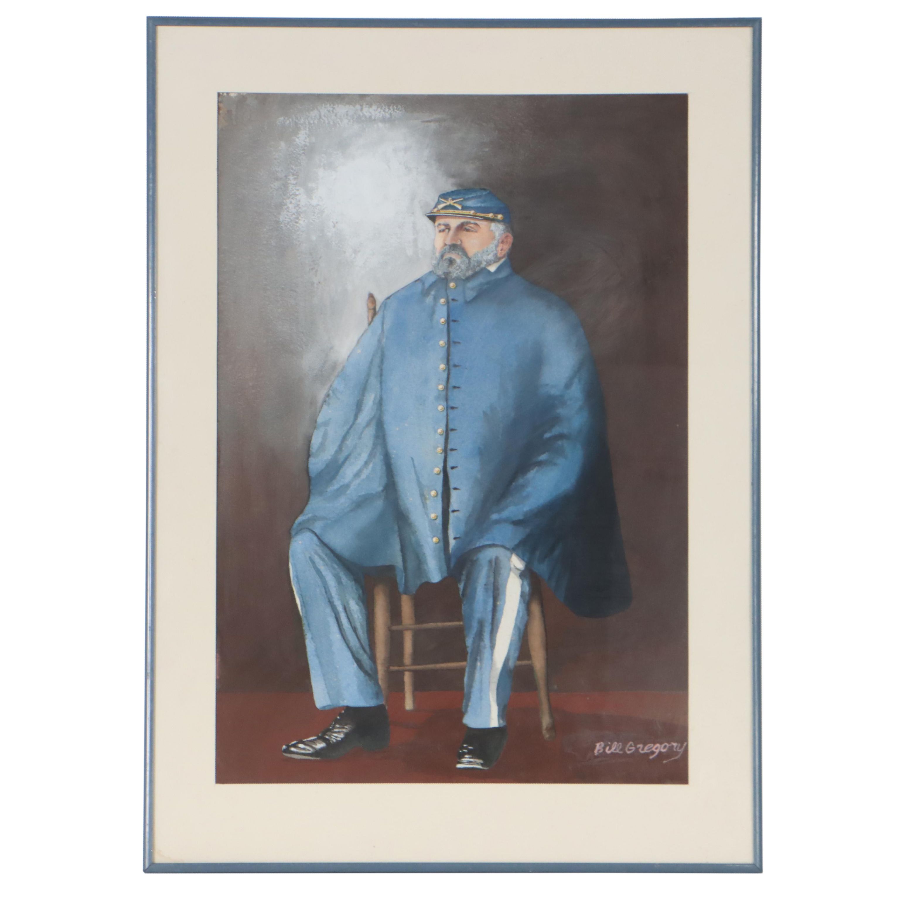 Bill Gregory Portrait Watercolor Painting of Civil War Union "General ...