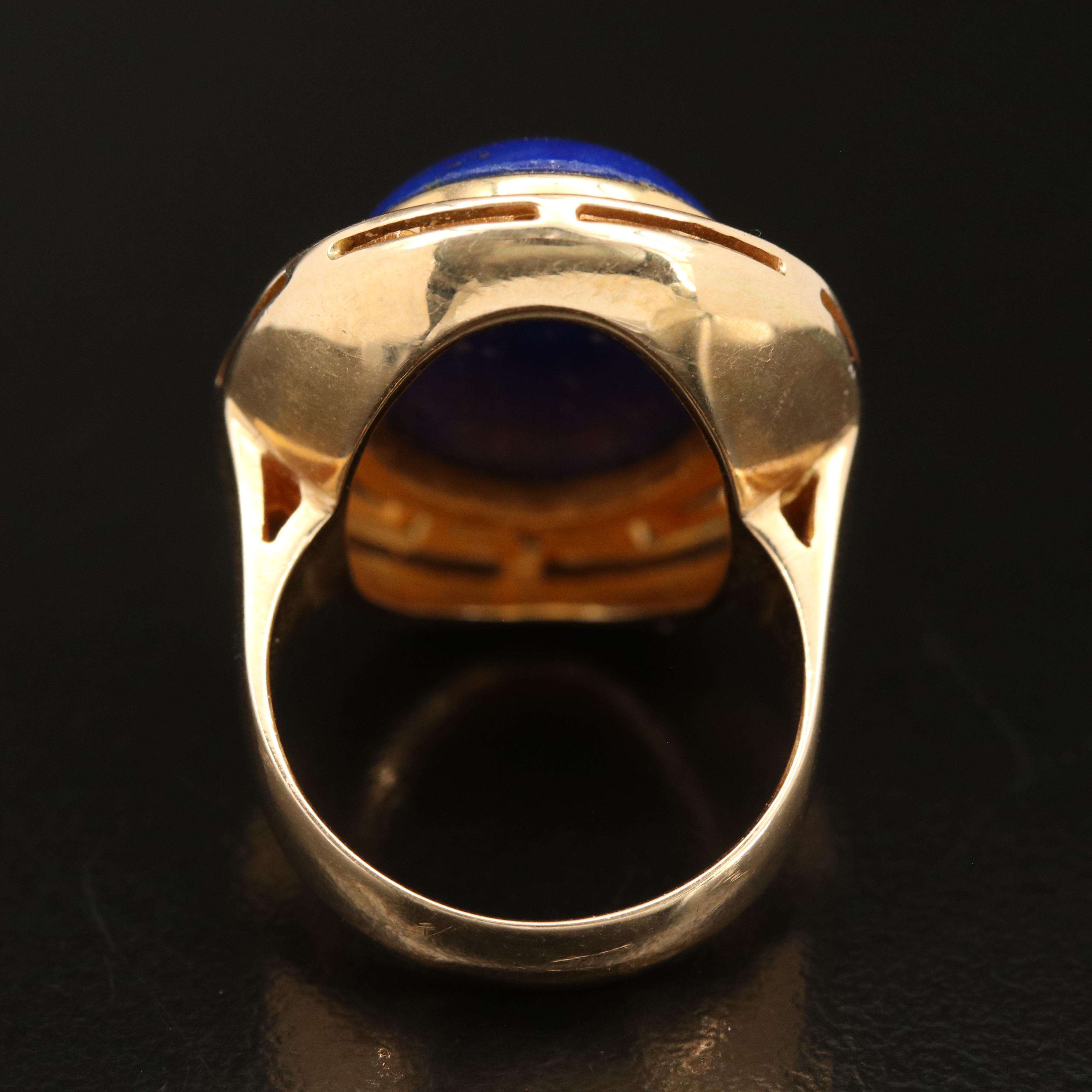 14K Lapis Lazuli Greek Key Motif Ring | EBTH