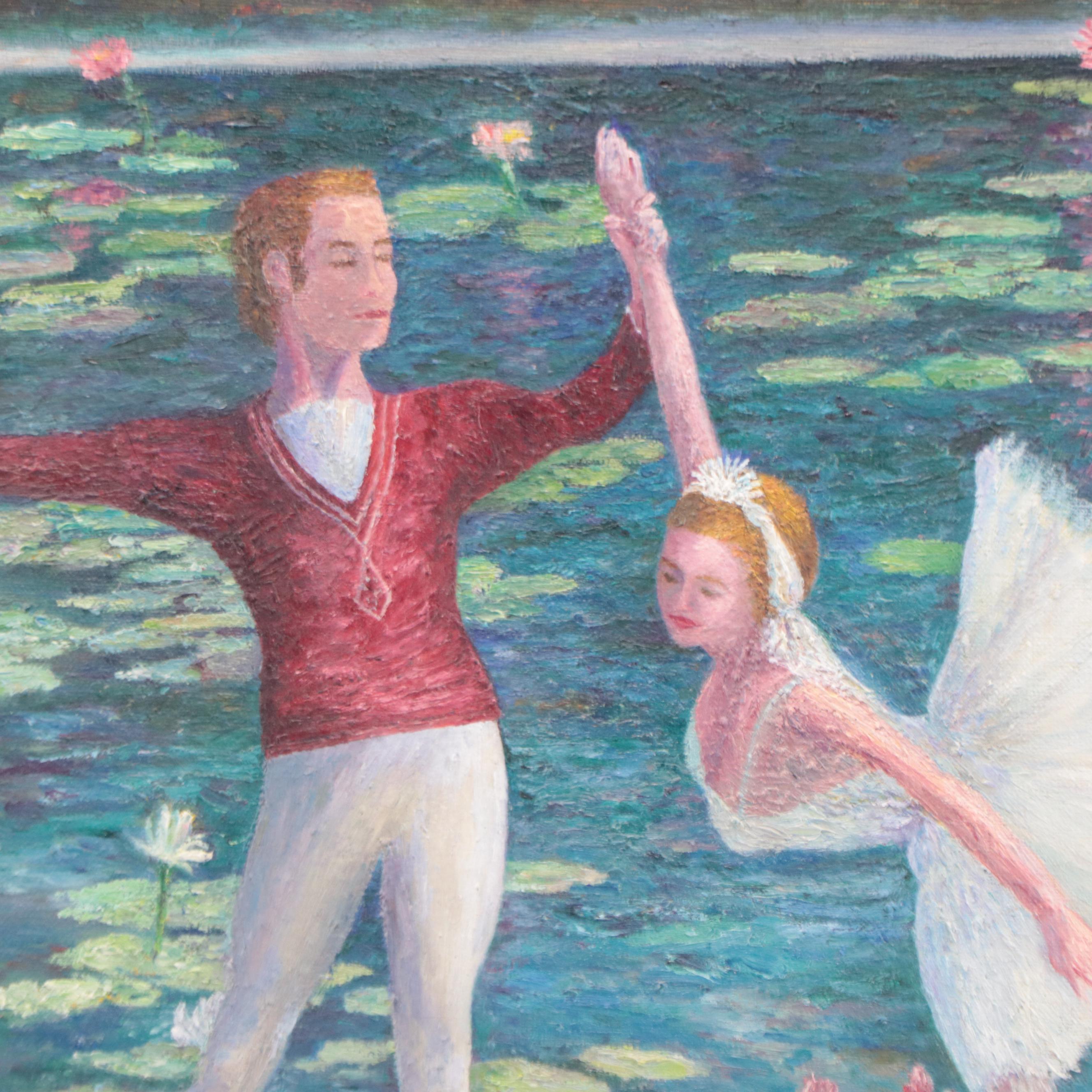 Jane Mayes Oil Painting "Swan Lake," 1969 | EBTH