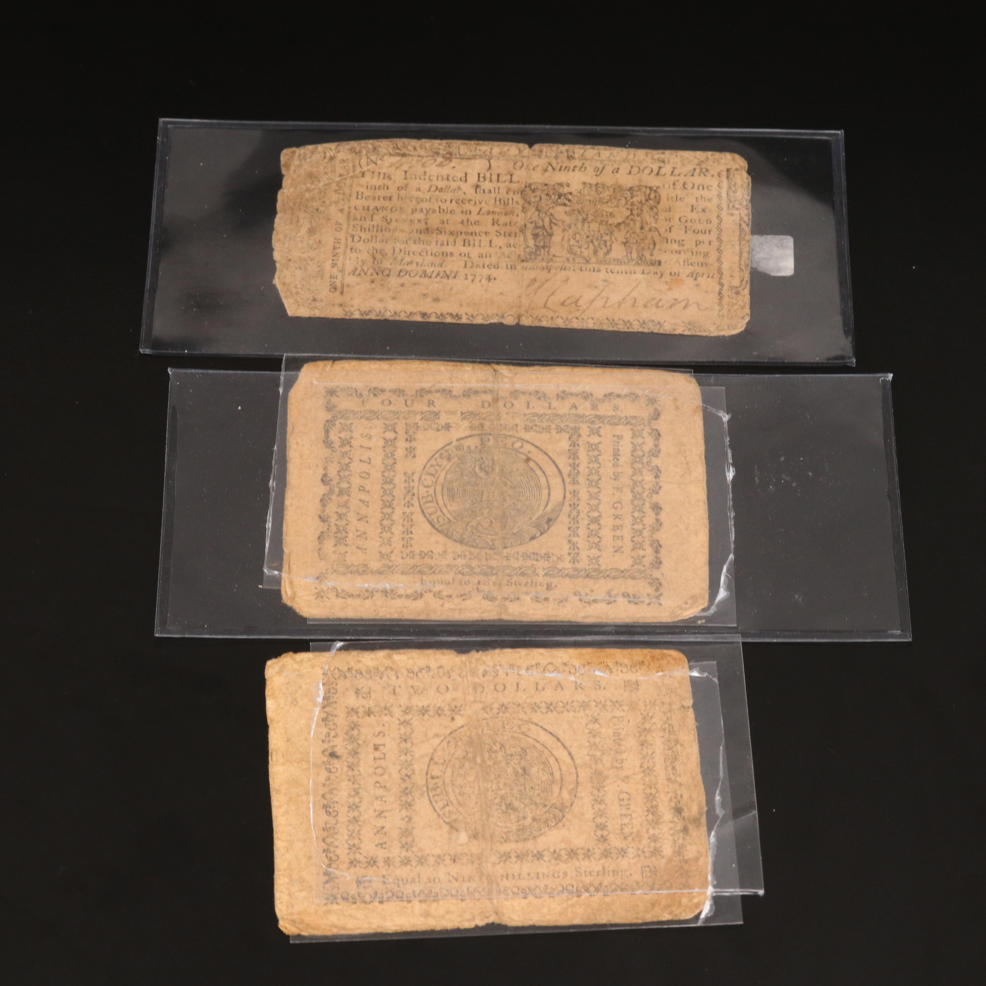 Eight Early American Currency Notes | EBTH