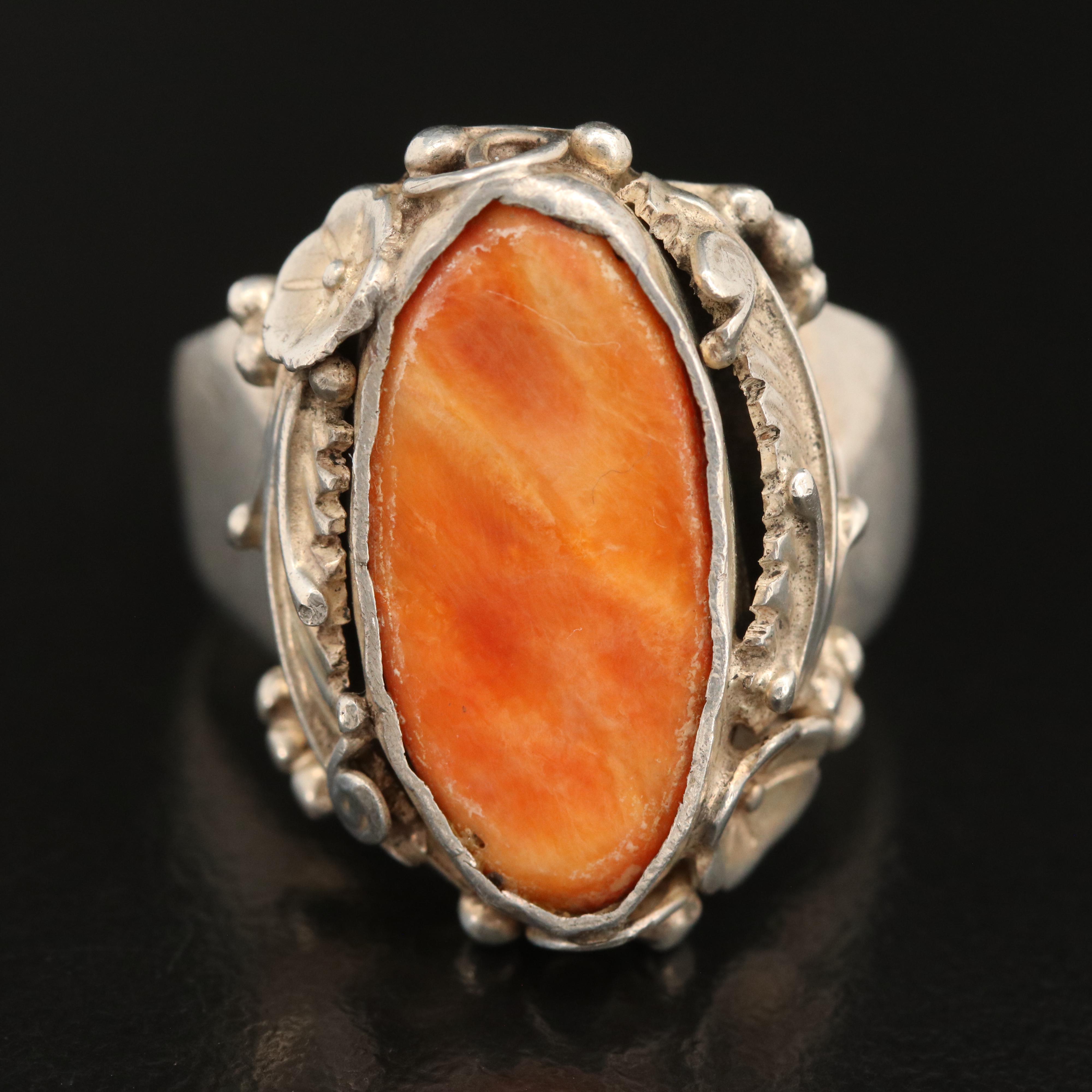 Alice Platero, Navajo Sterling Spiny Oyster Ring | EBTH