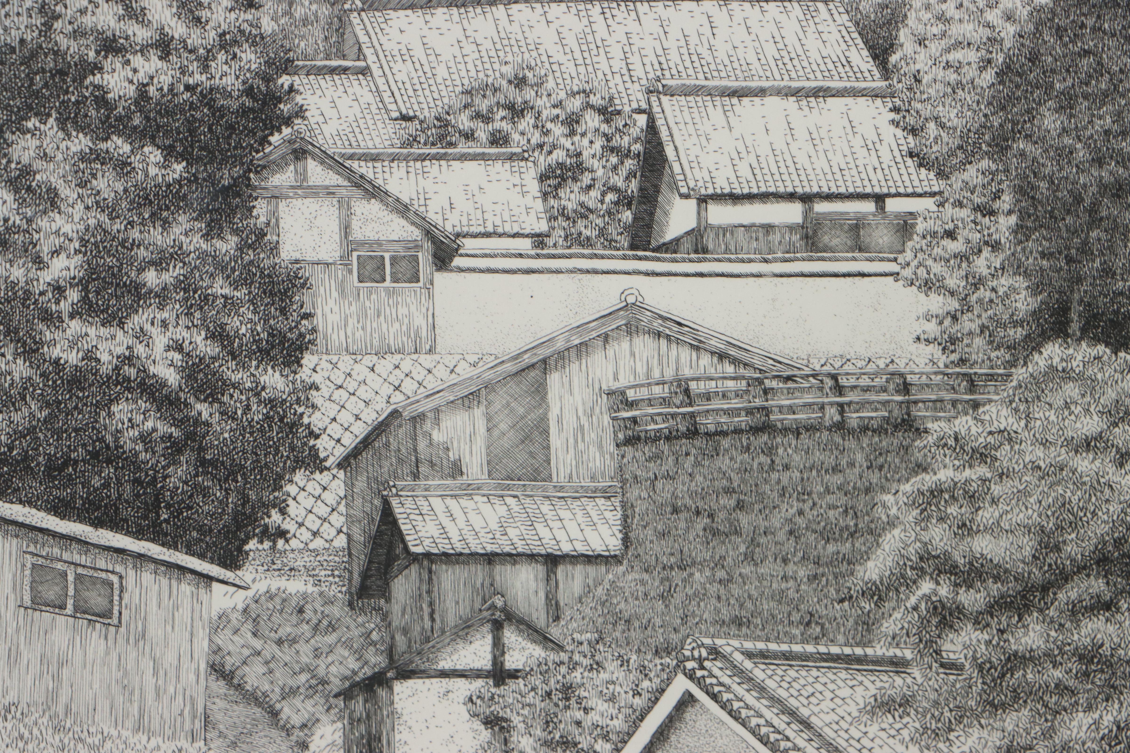Tanaka Ryohei Etching of Rooftops, 2004 | EBTH