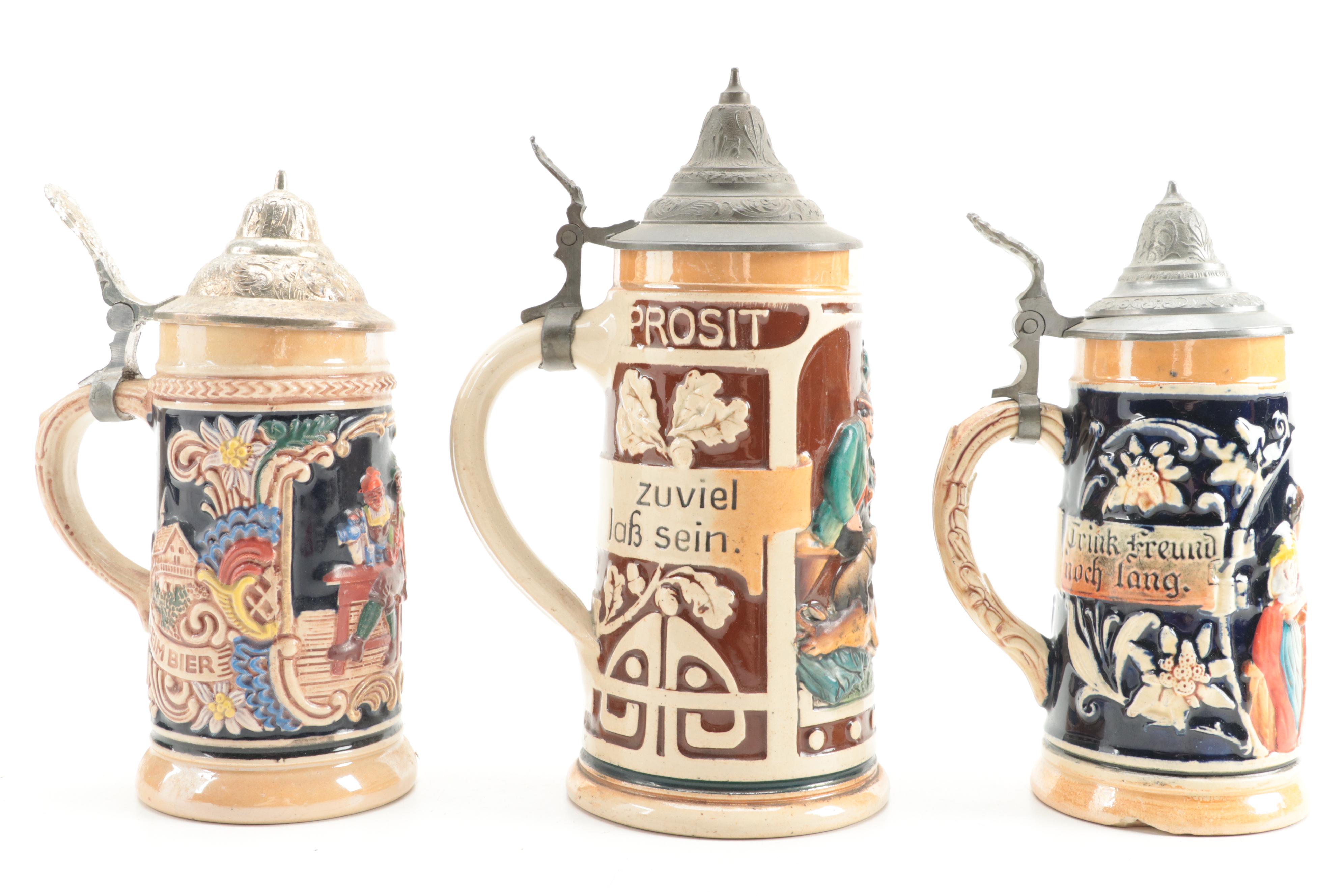 Reinhold Merkelbach, Gerz, and More Glazed Stoneware Beer Steins | EBTH