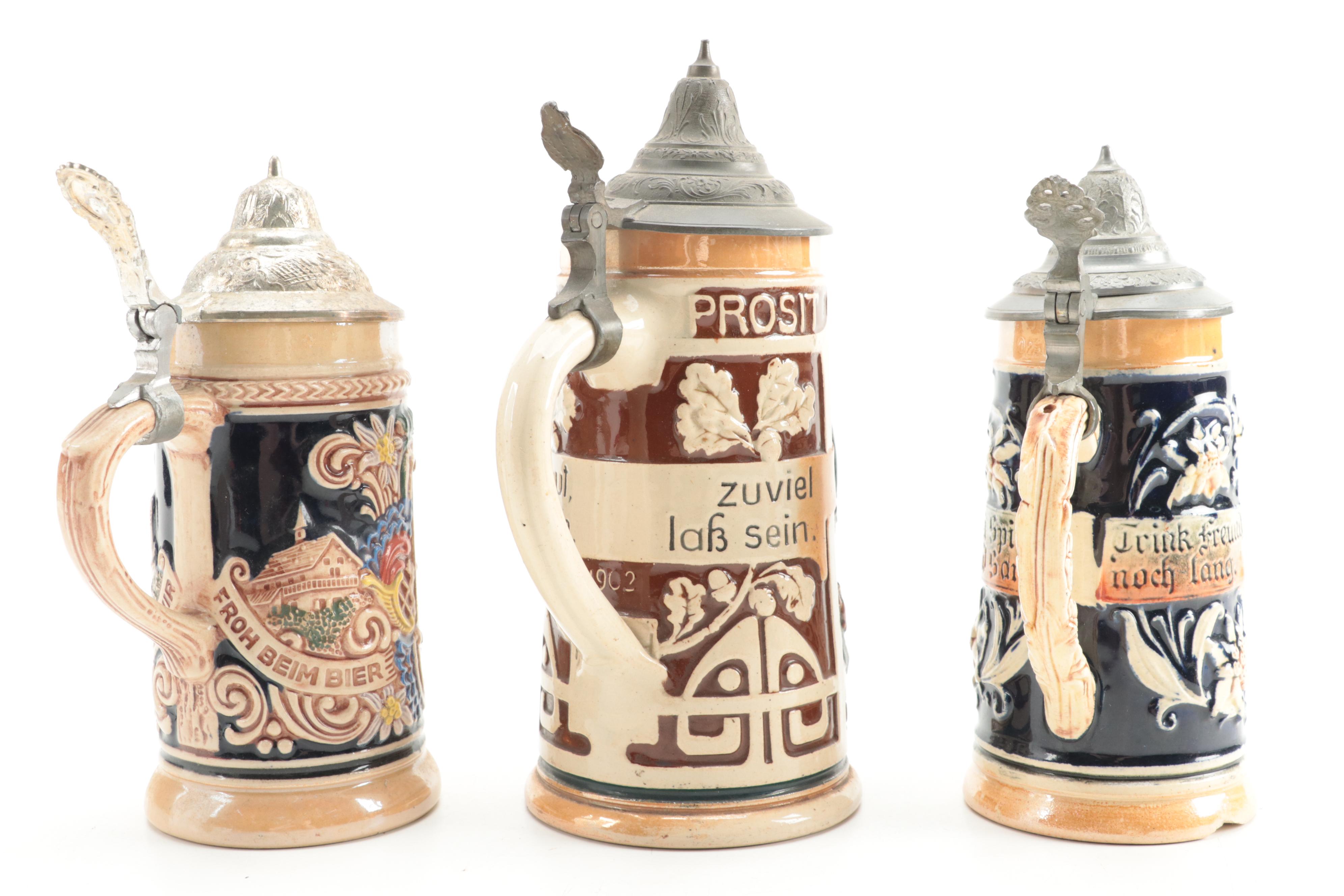 Reinhold Merkelbach, Gerz, and More Glazed Stoneware Beer Steins | EBTH