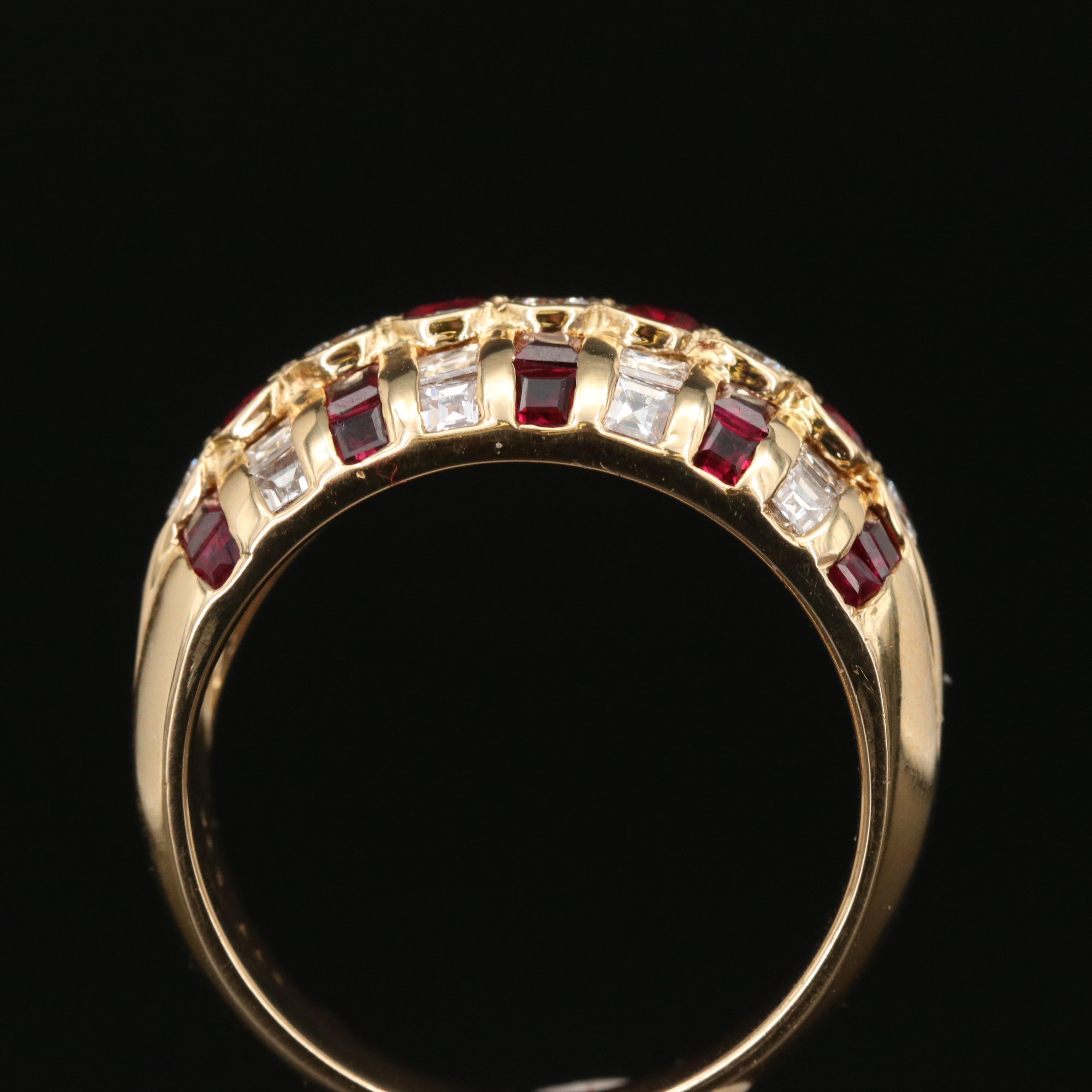 18K Ruby and Diamond Triple Row Ring | EBTH